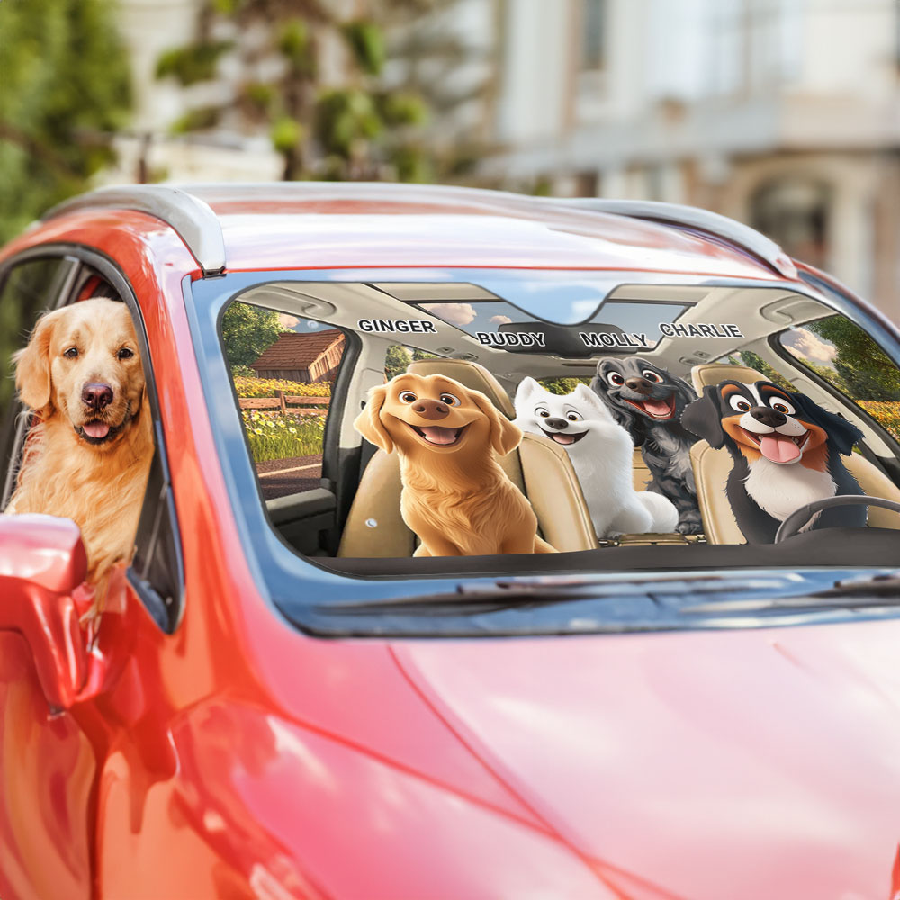 Personalized 1-4 3D Style Dog Cartoon Character Funny Car Windshield ...