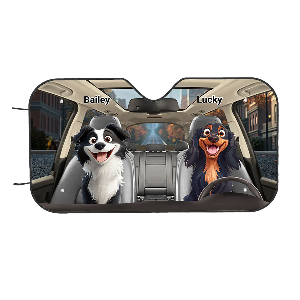 Personalized 1-4 3D Style Dog Cartoon Character Funny Car Windshield ...