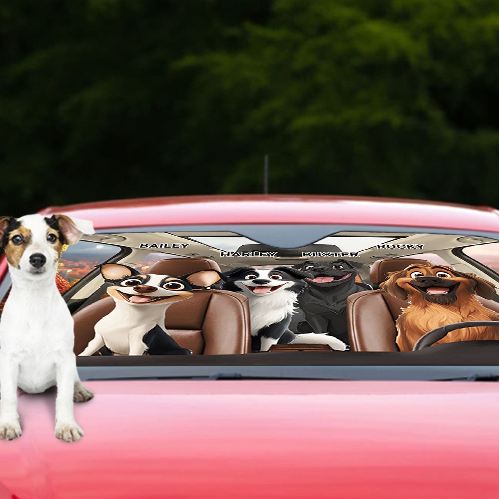 Personalized 1-4 3D Style Dog Cartoon Character Funny Car Windshield ...