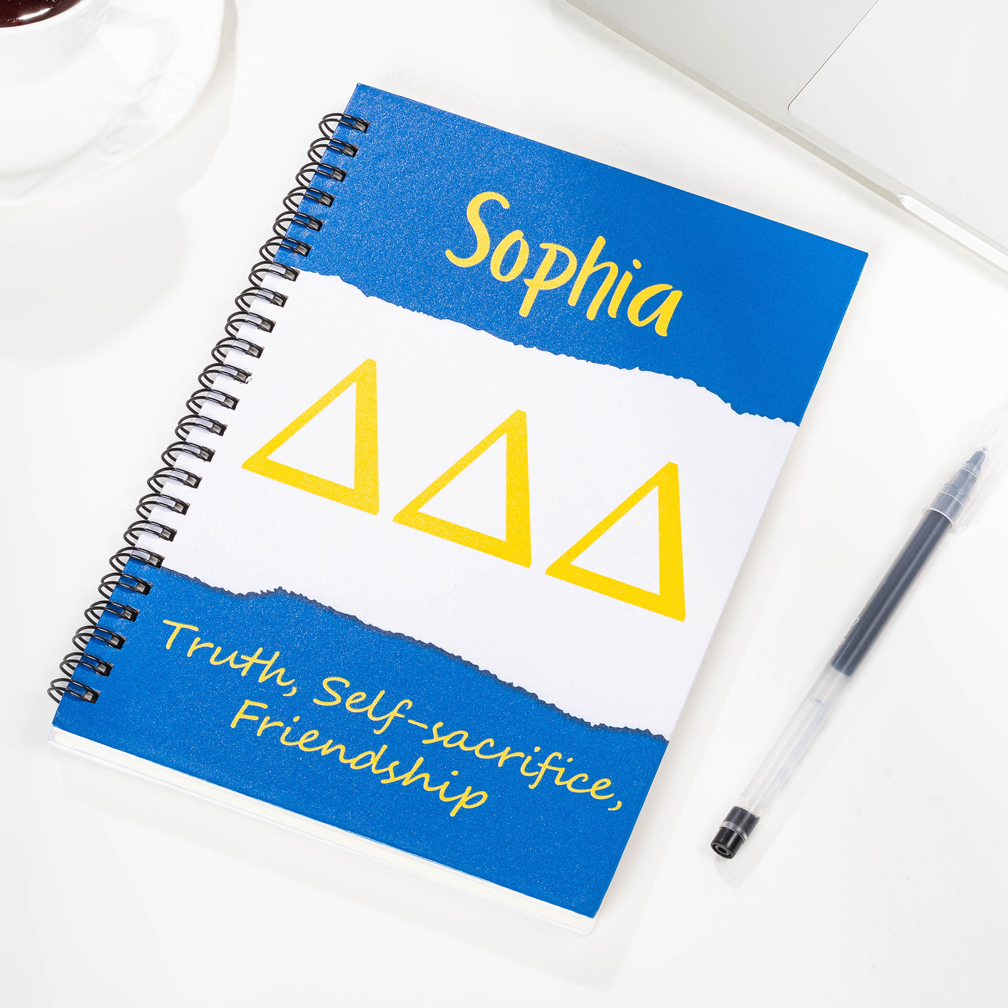 Personalized Greek Letters A5 Spiral Notebook with Text Sorority Bid ...