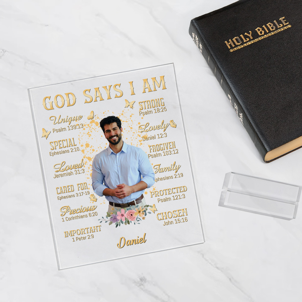 Personalised Butterfly Floral Bible God Says I Am Transparent Acrylic ...