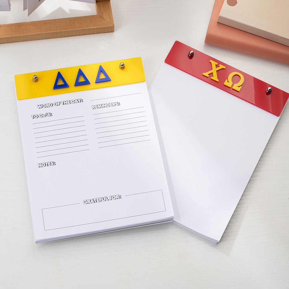 Personalised Greek Letters 50 Pages Notepad with Acrylic Board Sorority ...