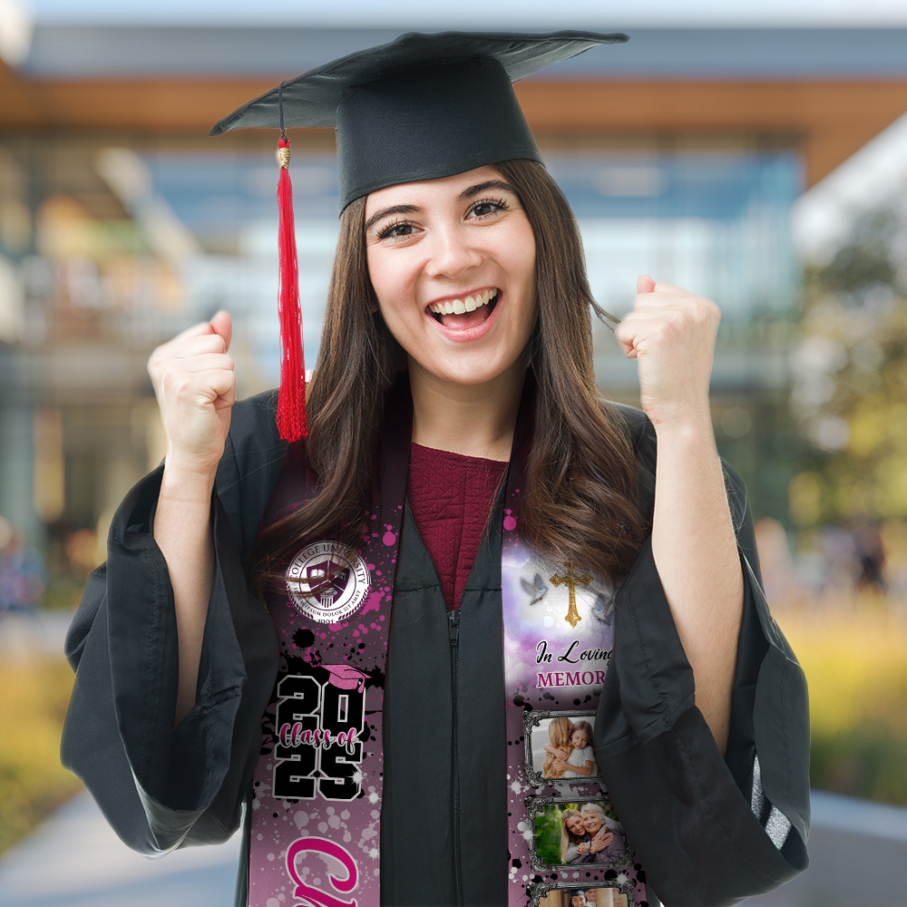 Personalized Colorful Photo Collage In Loving Memory Graduation Stole ...