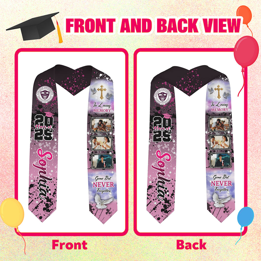 Personalized Colorful Photo Collage In Loving Memory Graduation Stole ...