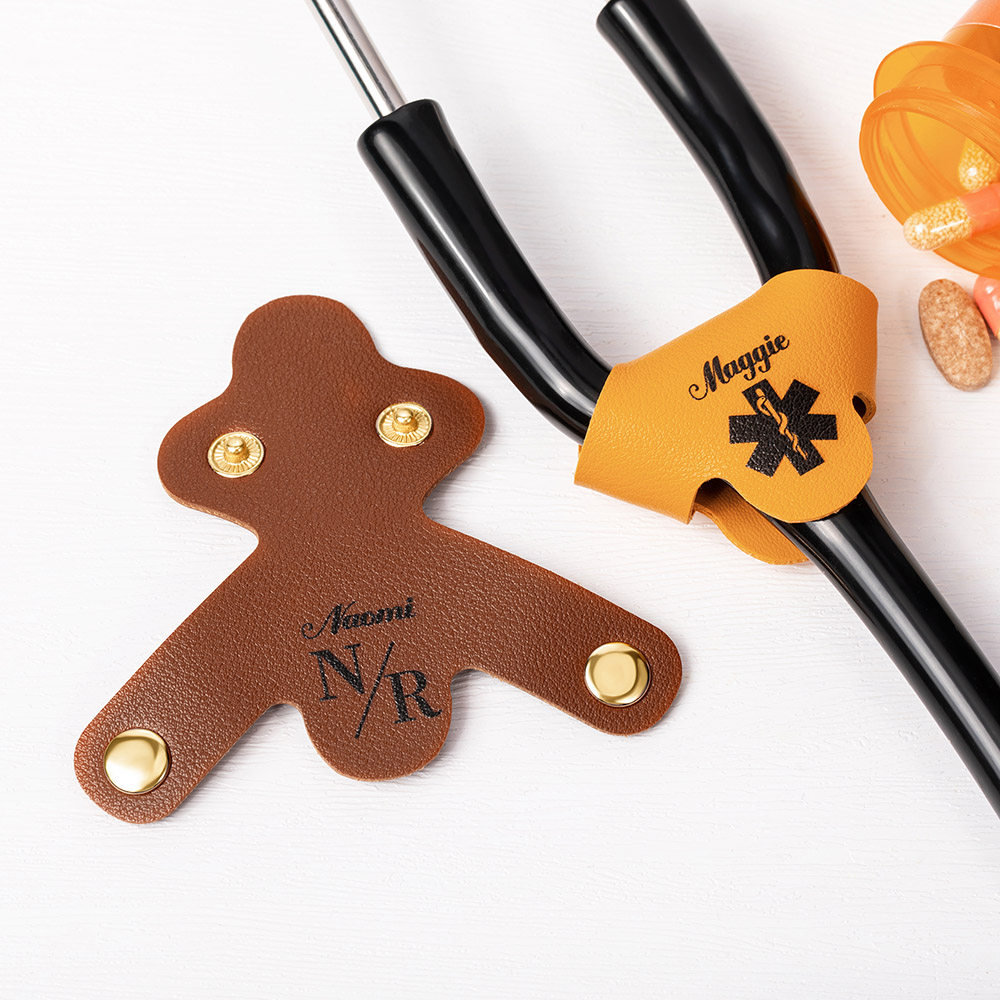 Personalised Rod of Asclepius PU Leather Stethoscope ID with Concealed ...