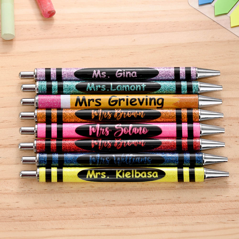 Personalized Glitter Crayon Ball-Point Pens with Name Set of 2 Back to ...