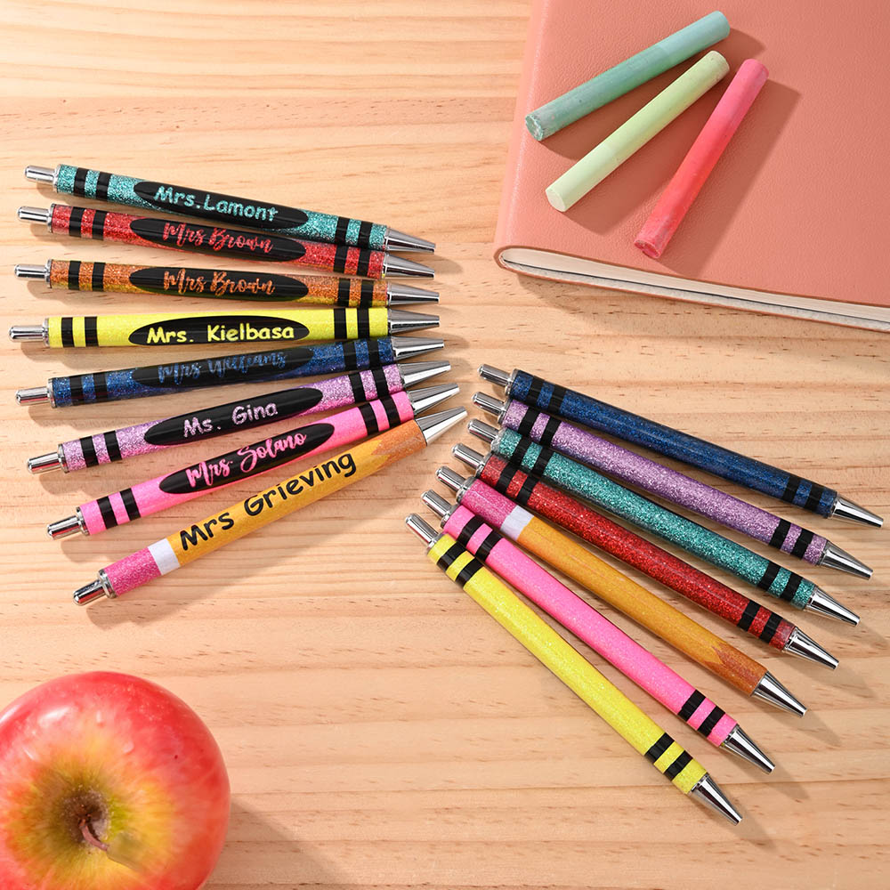 Personalized Glitter Crayon Ball-Point Pens with Name Set of 2 Back to ...