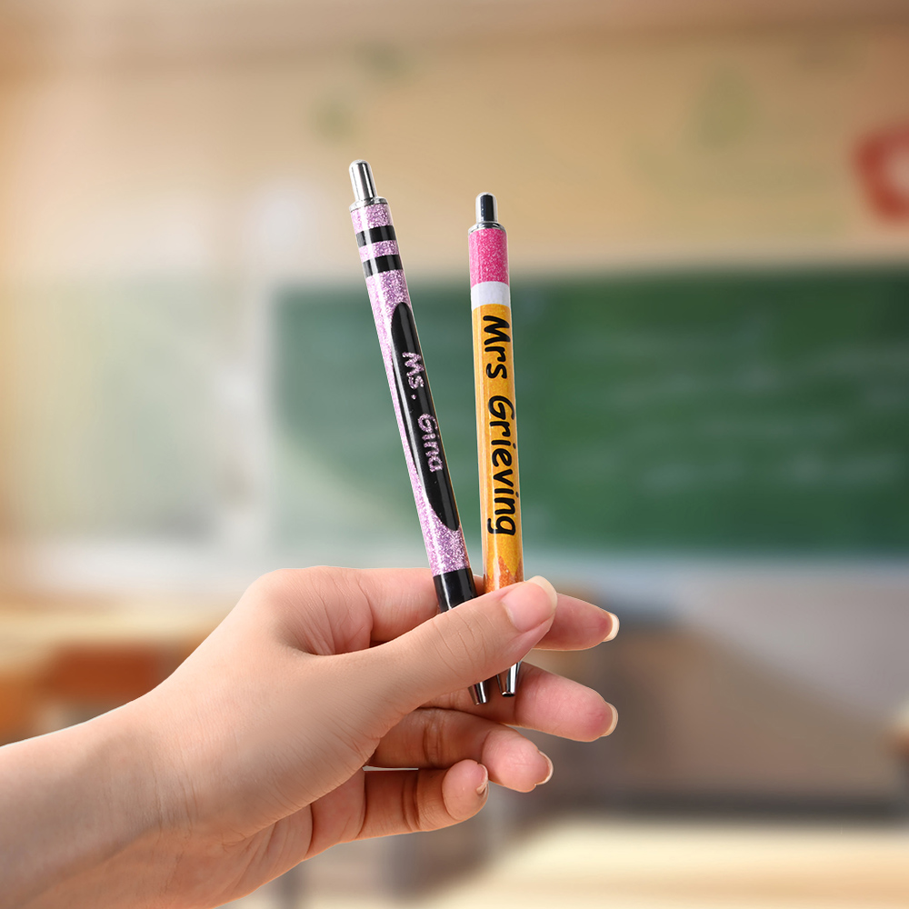 Personalized Glitter Crayon Ball-Point Pens with Name Set of 2 Back to ...