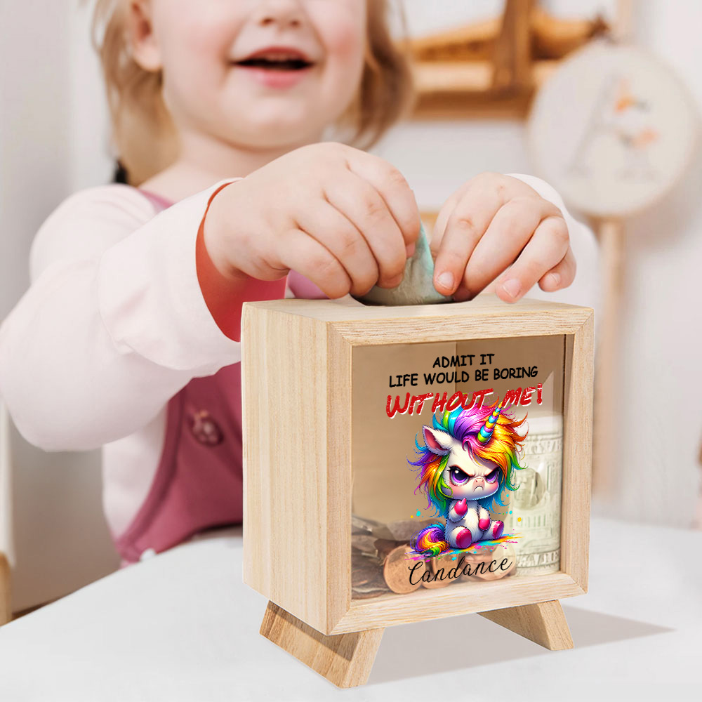 Personalised Naughty Face Grumpy Animals Wood Clear Money Box Piggy ...