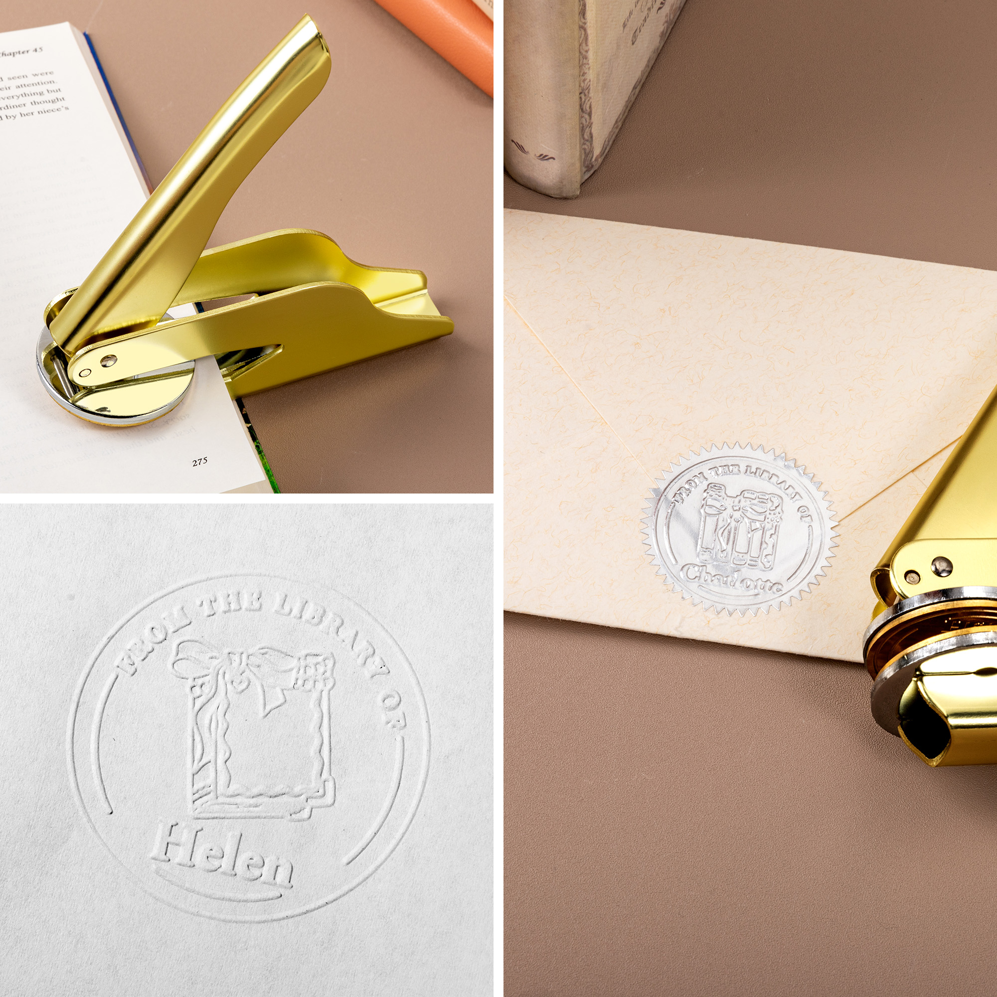 Personalised From The Library of Book Coquette Bow Book Embosser Stamp ...