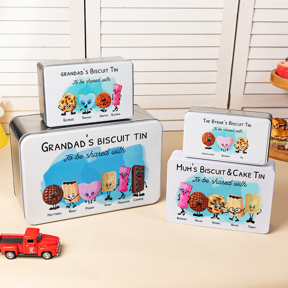 Personalized Food Grade Metal Biscuit Tin with Name and Text Birthday ...