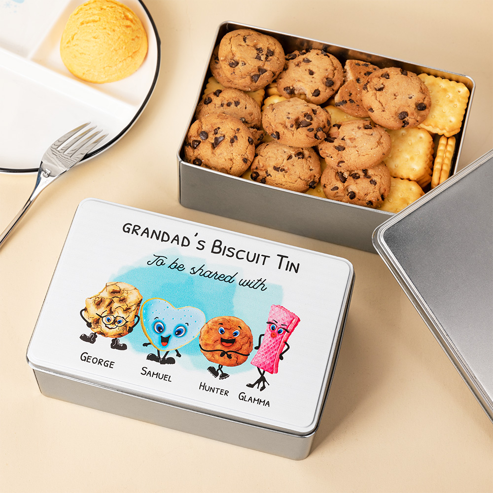 Personalized Food Grade Metal Biscuit Tin with Name and Text Birthday ...