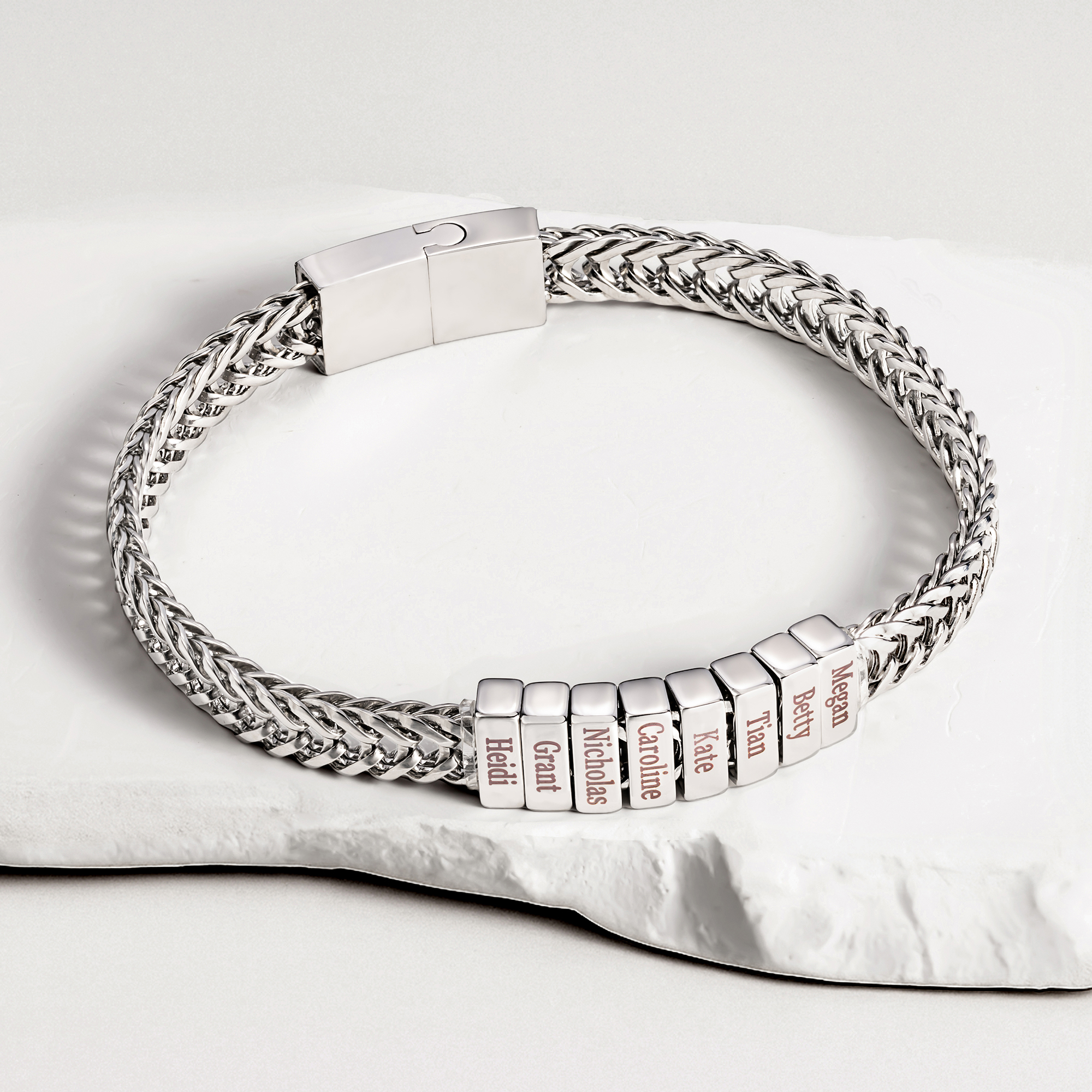 Personalised Engraved 1-12 Name Blocks Men's Bracelet Minimalist ...