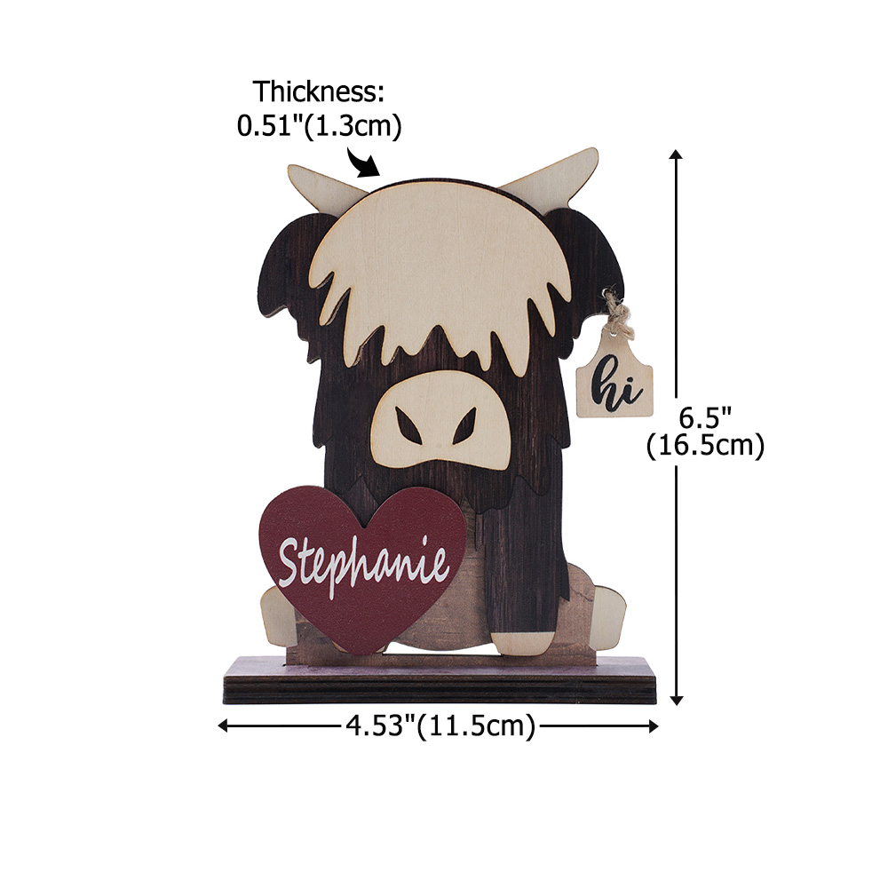 Personalized Funny Love Highland Cow Shelf Sitter with Name Desk Decor ...