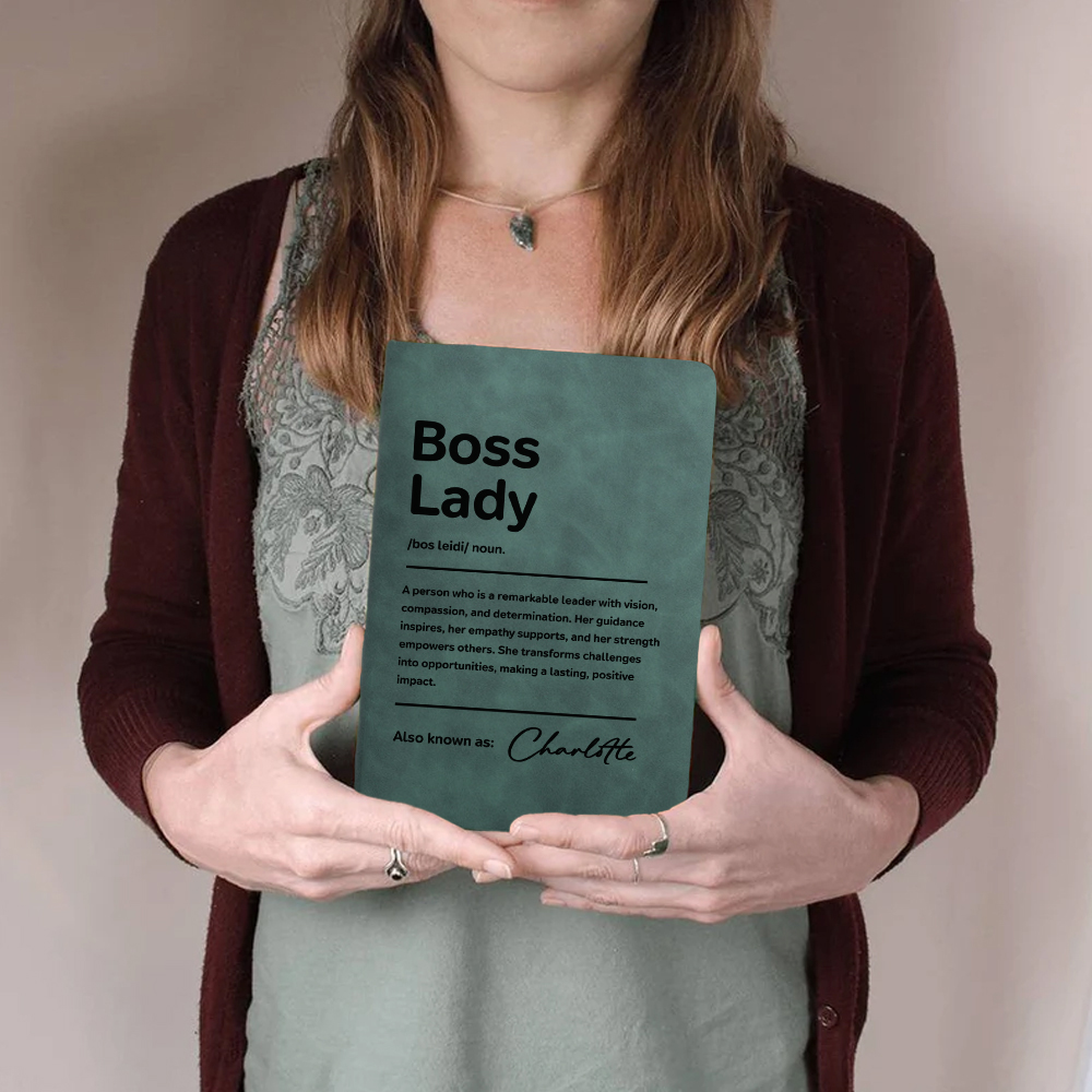 Personalized Boss Lady Name PU Leather Notebook with 200 Lined Pages ...