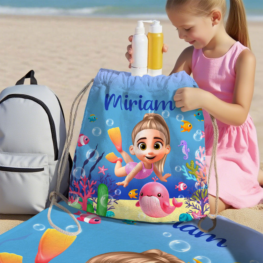Personalized Cute 3D Diving Kid Sea Animal Quick Dry Soft Oversized ...