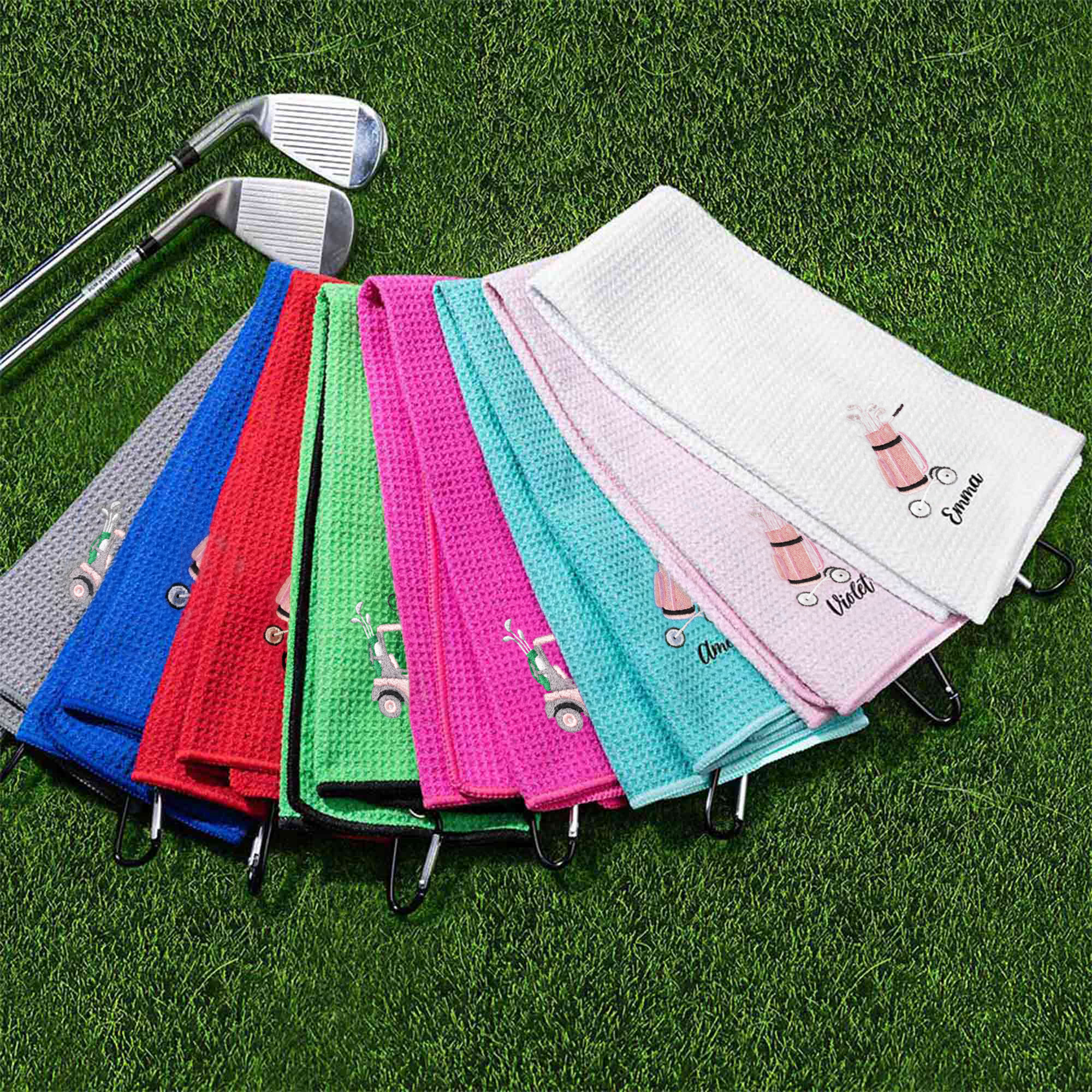 Personalized Embroidered Golf Pattern Absorbent Waffle Towel with Name ...