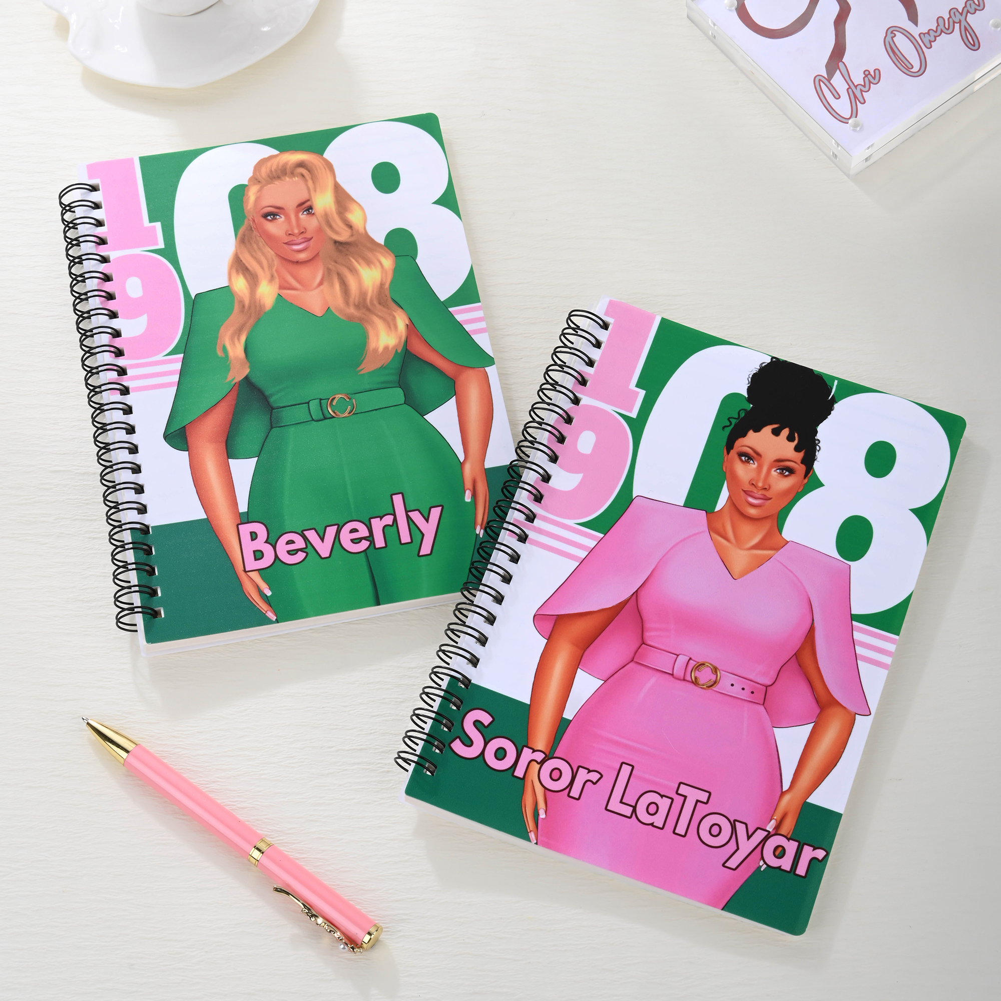 Personalized 1908 Fashion Sorority Sisters A5 Spiral Notebook with Name ...