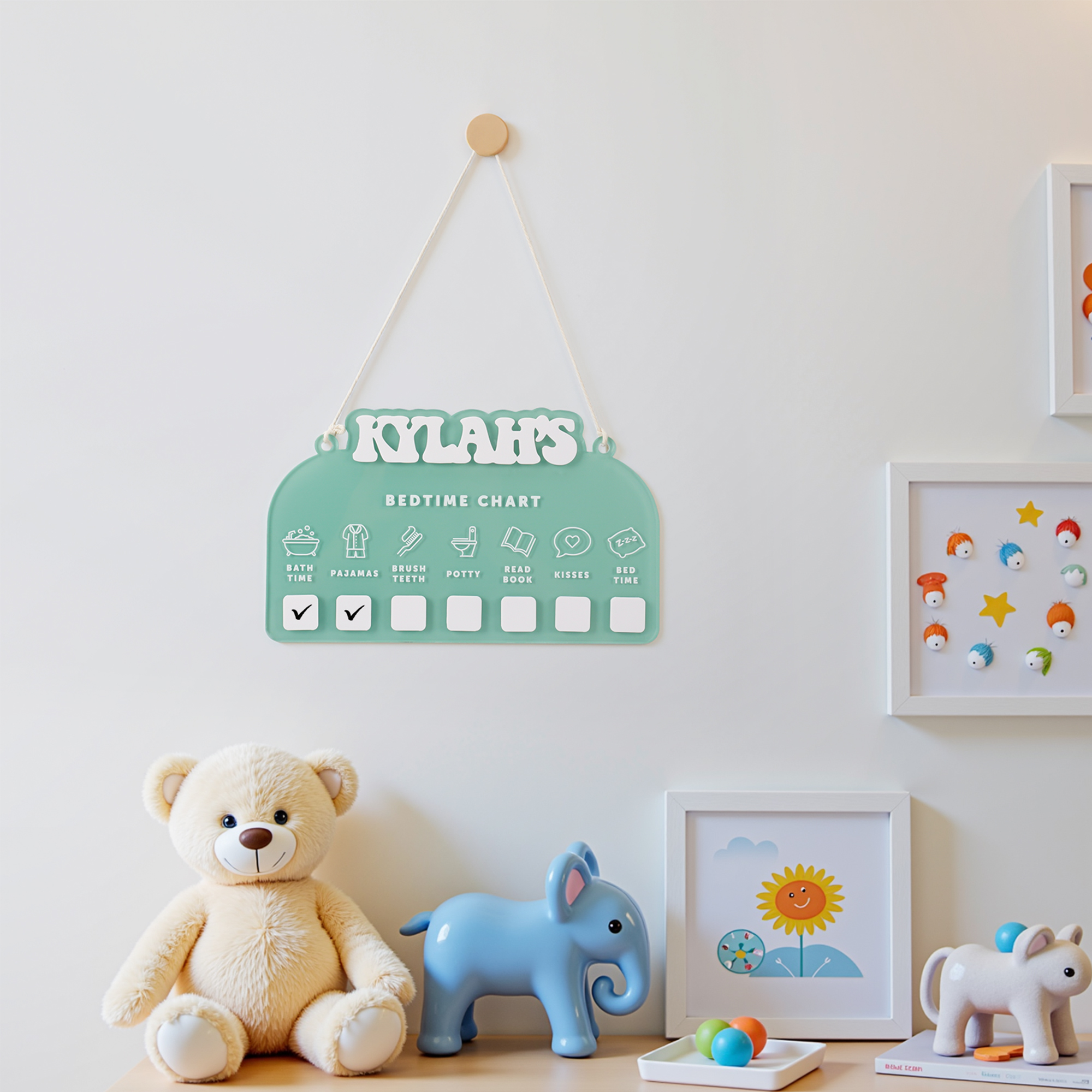 Personalized Multicolor Acrylic Bedtime Routine Chart Kid Daily ...