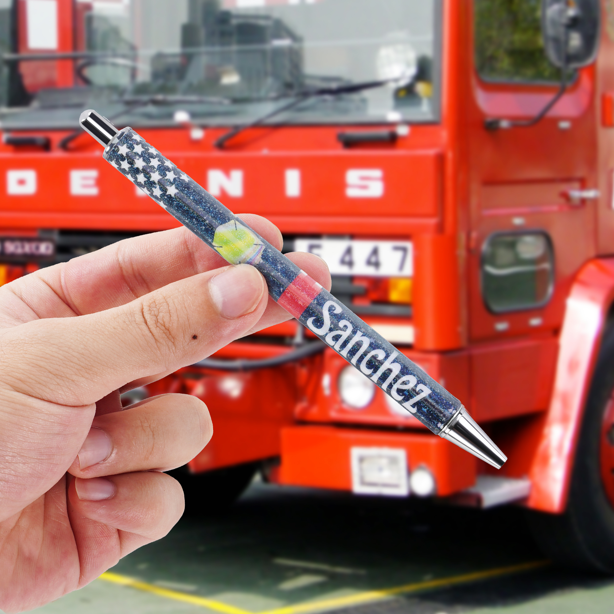 Personalized Glitter Police Badge Firefighter Helmet Star Refillable ...