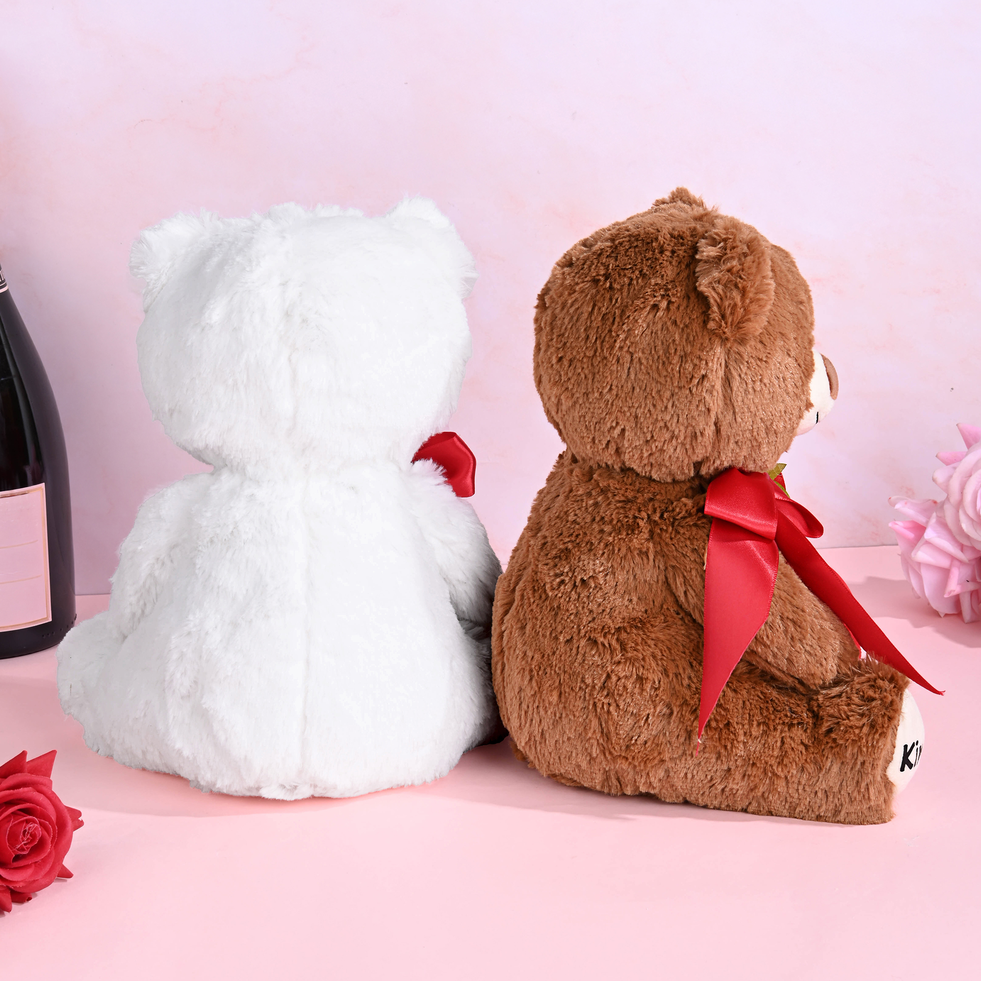 Personalized I Love You Red Heart Bow Rose Stuffed Bear Plush Toy with ...