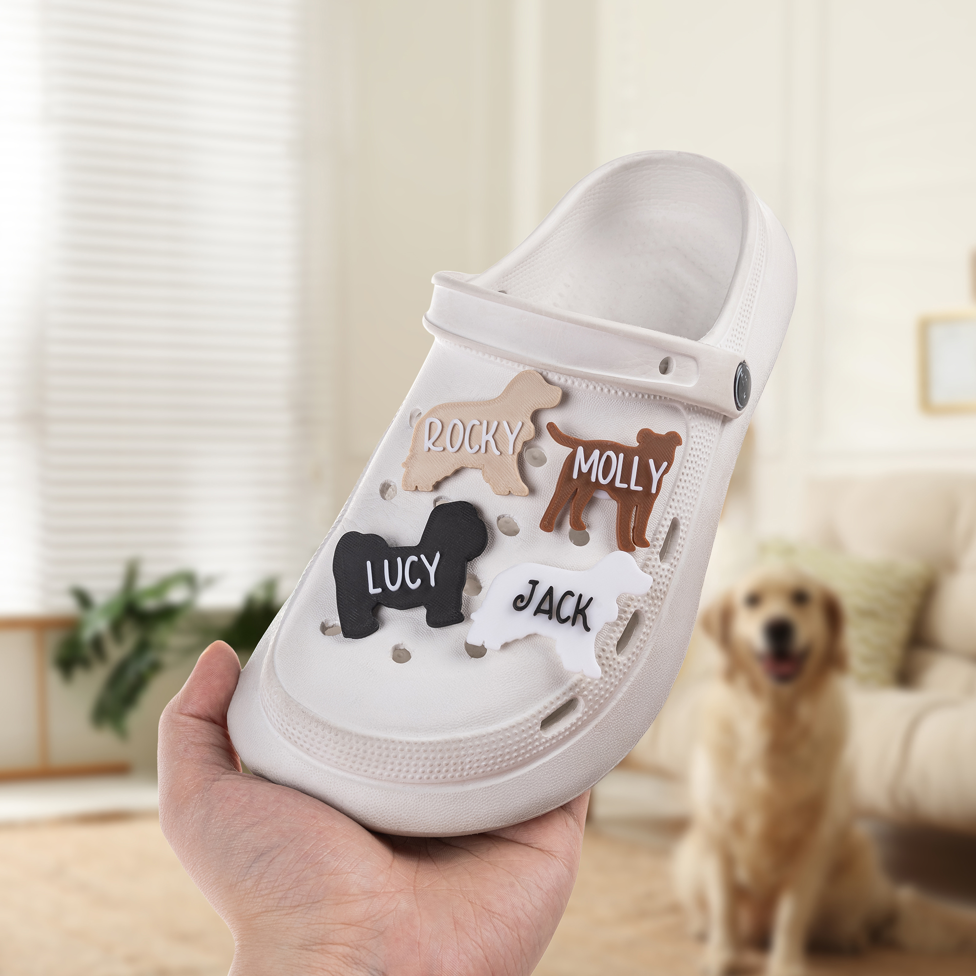 Personalized Cute Dog Silhouette Shoes Clog Charms with Name Shoes ...