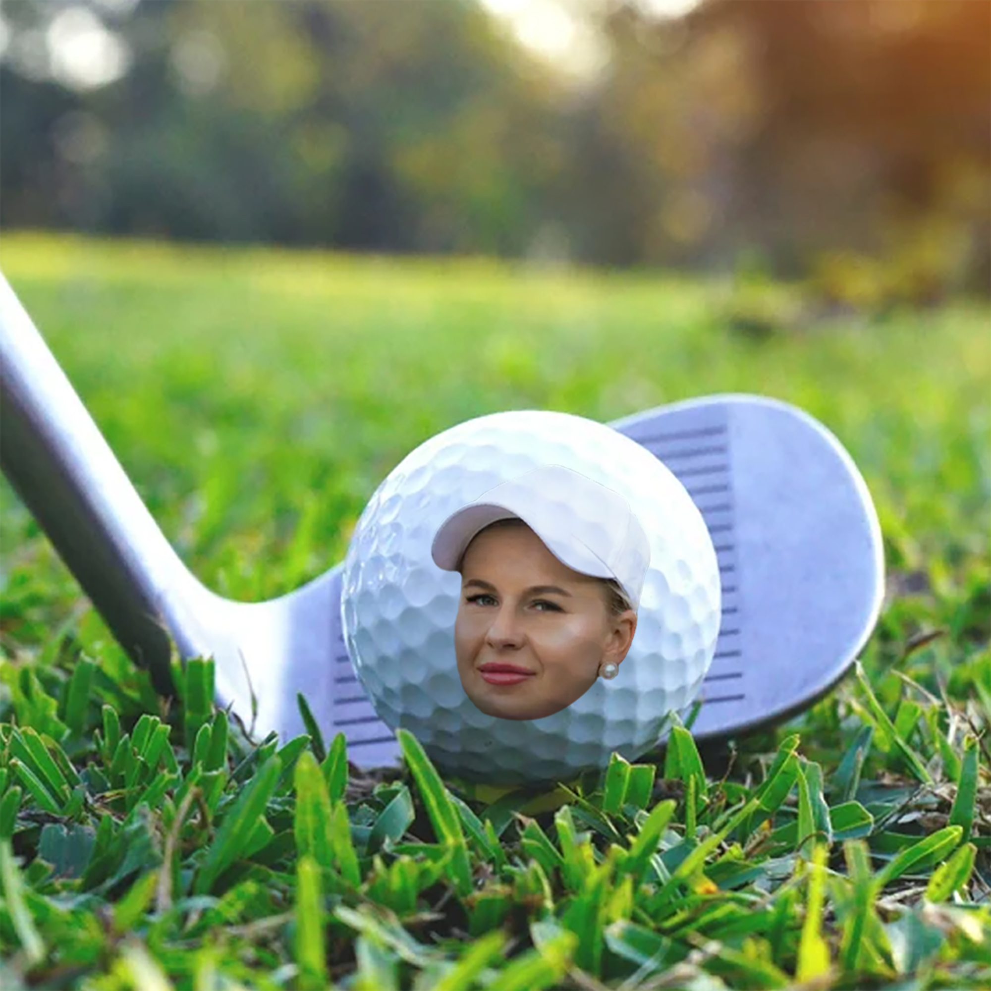 Personalised Funny Face Photo Golf Ball with Text Golfer Accessories ...