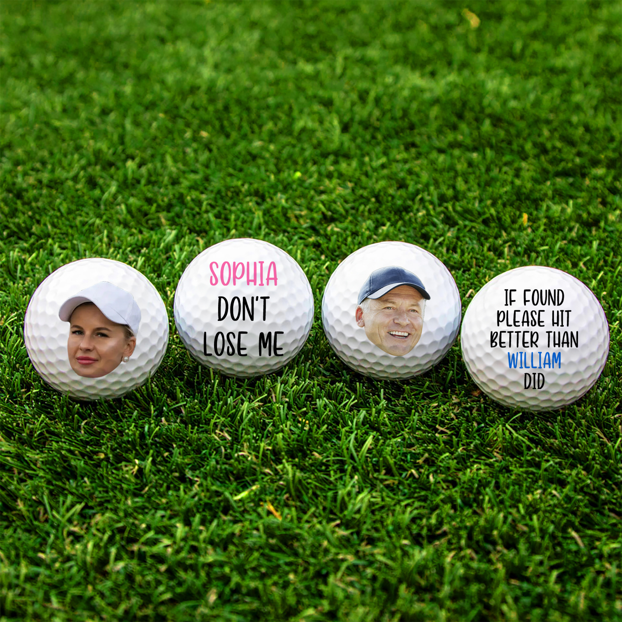 Personalised Funny Face Photo Golf Ball with Text Golfer Accessories ...