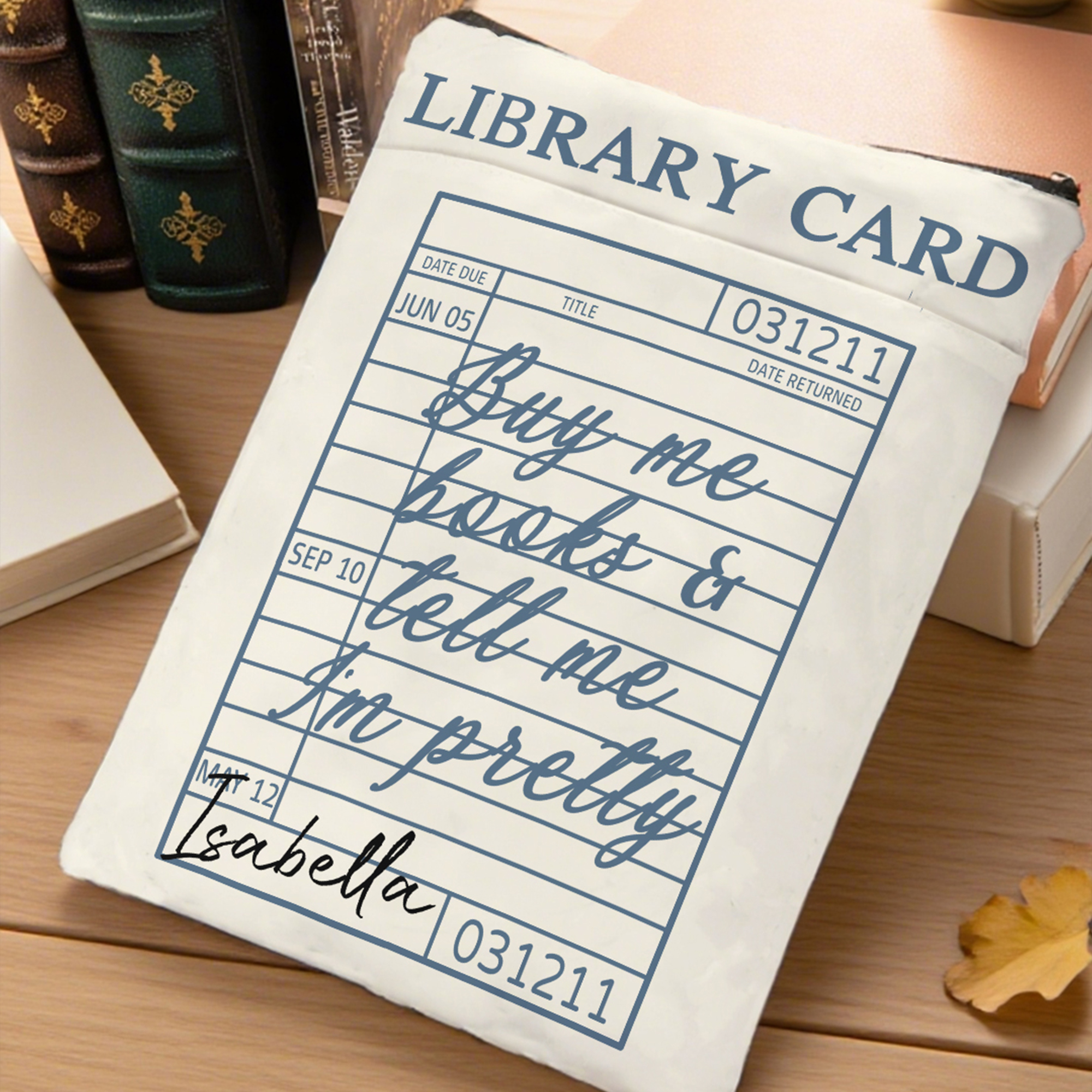 Personalized Library Card Name Waterproof Book Sleeve Protector with ...