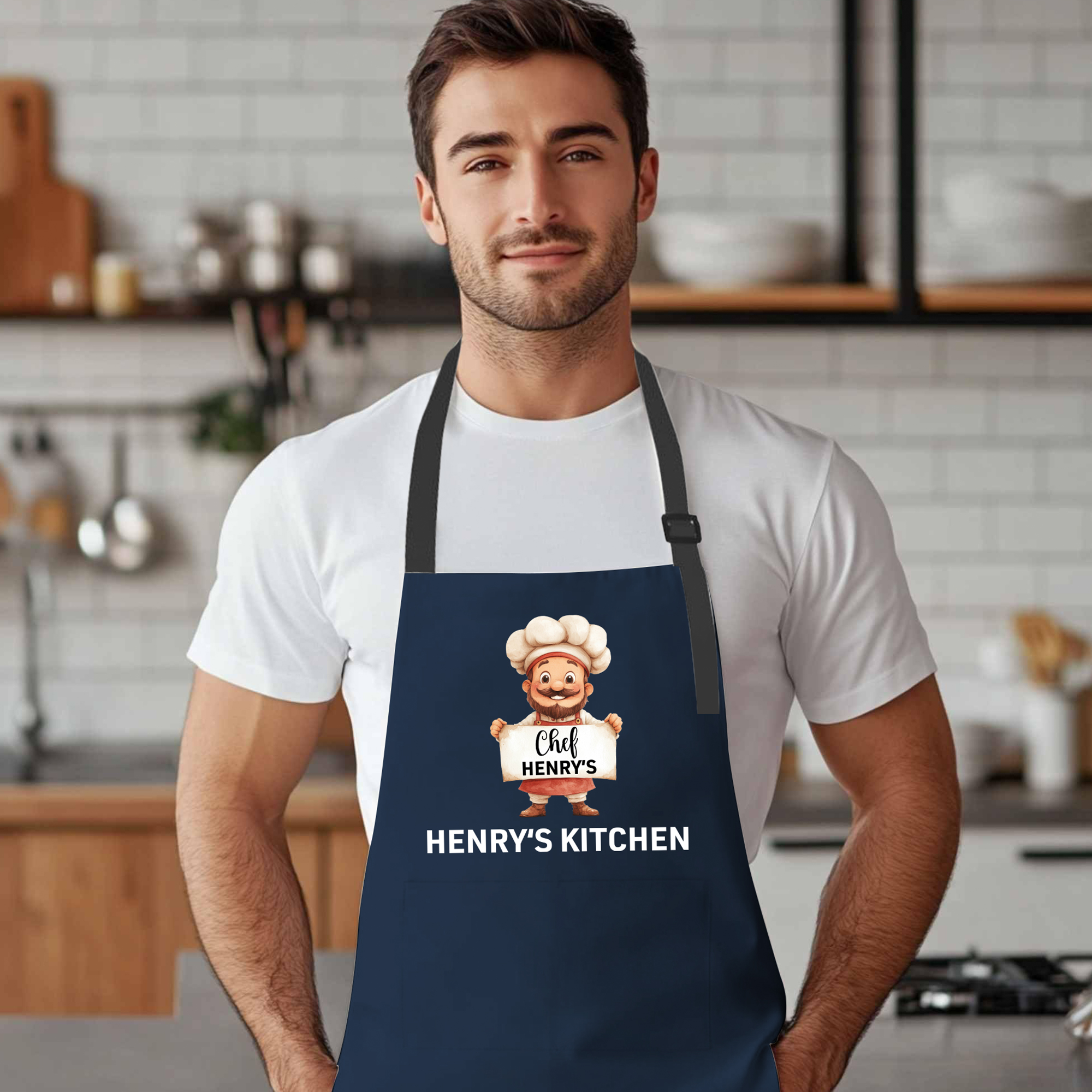 Personalised Cartoon Chef Character Adjustable Apron with Name and ...