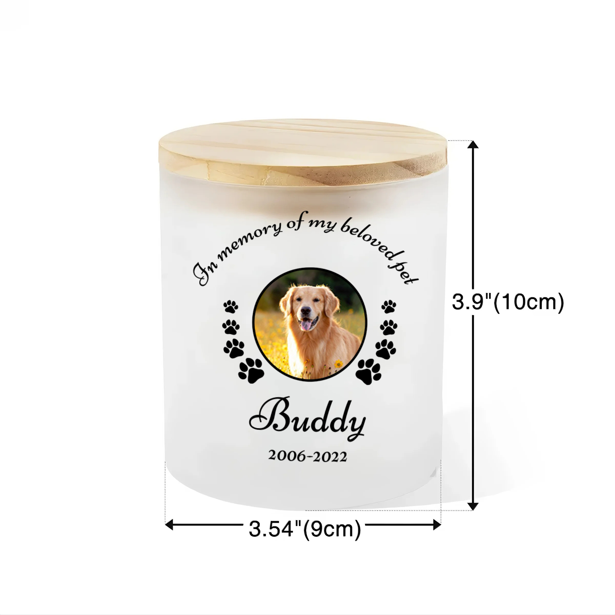 Personalized Wing Paw Print LED Candle Jar with Title Name and Date ...