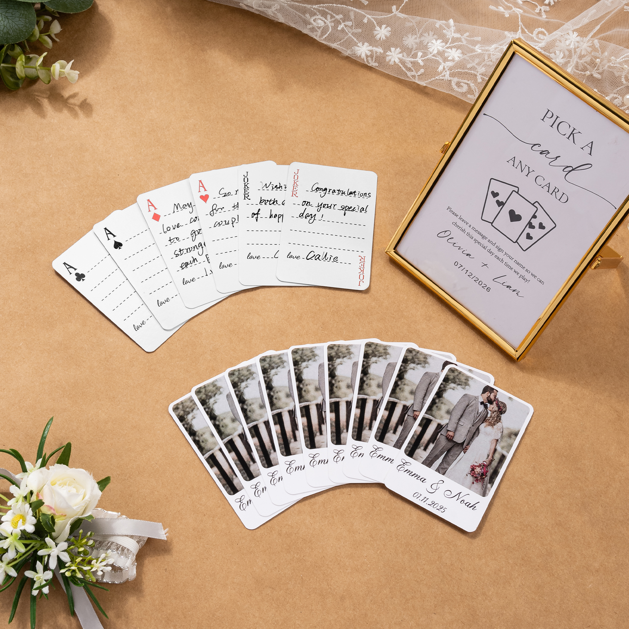 Personalized Wedding Photo Guestbook Playing Cards Set with Name and ...