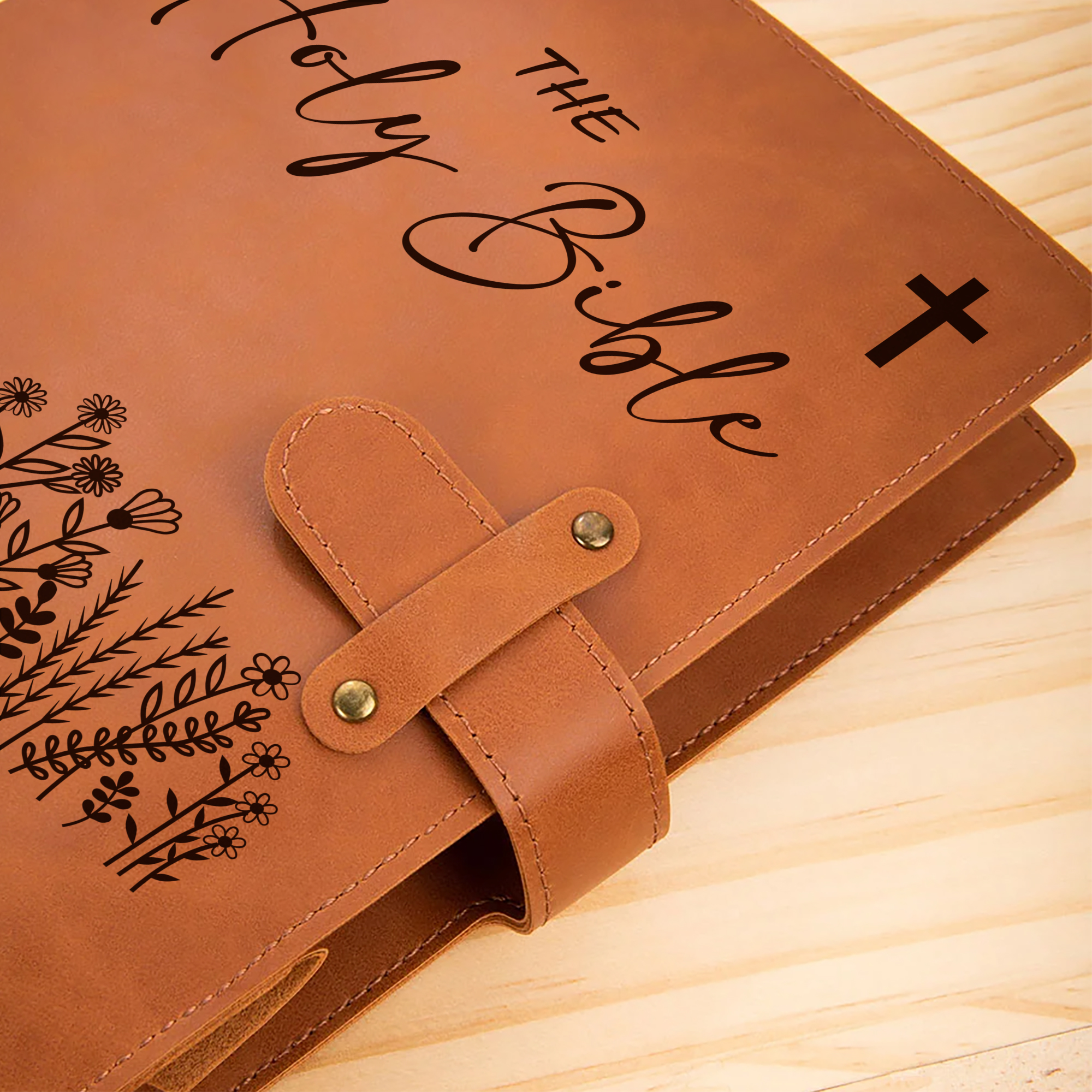 Personalized The Holy Bible Flower Portable A5 PU Leather Notebook ...