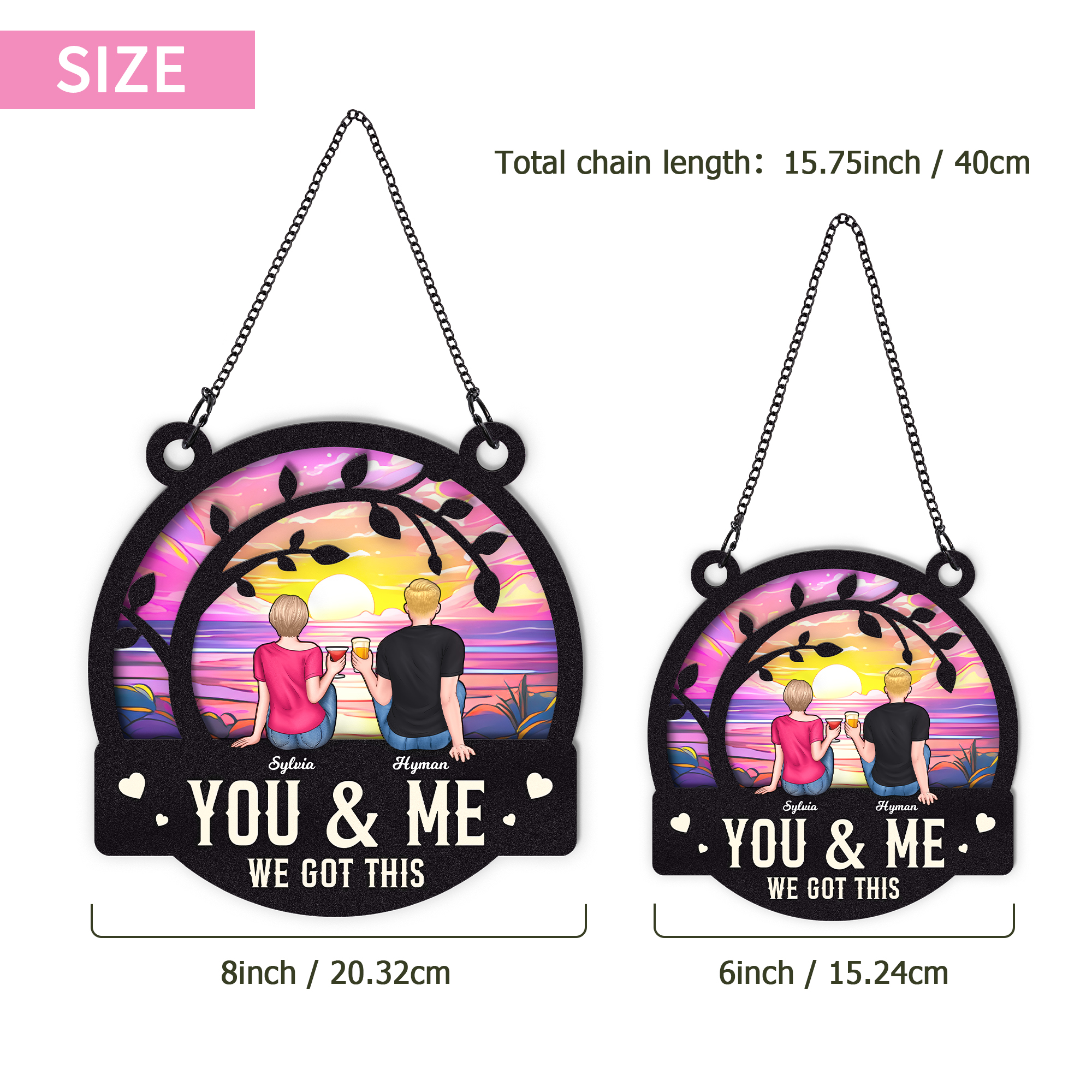 Personalised Cartoon Character Window Hanging Suncatcher with Names and ...