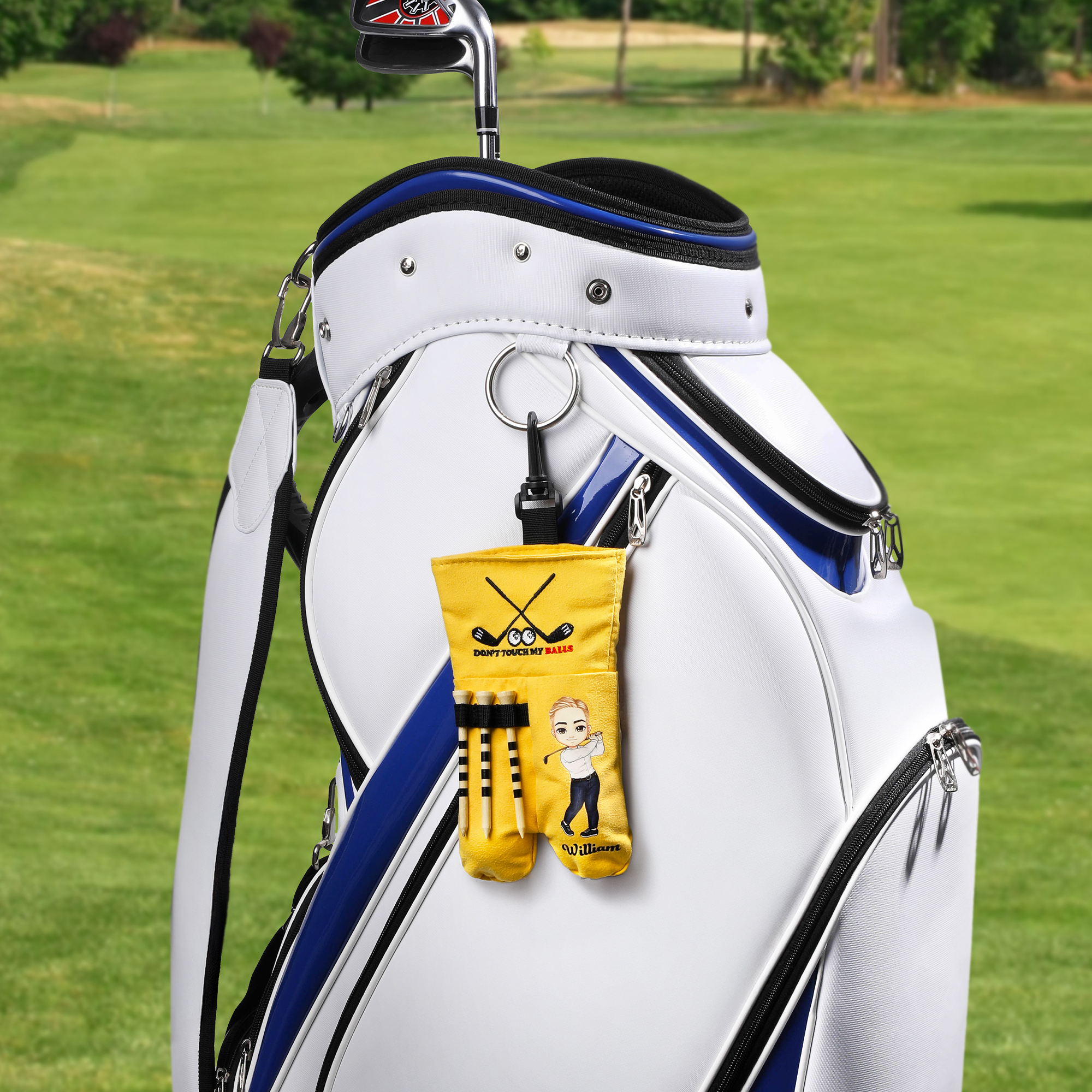 Personalized Cartoon Character Golf Ball Sack with Name and Belt Clip ...