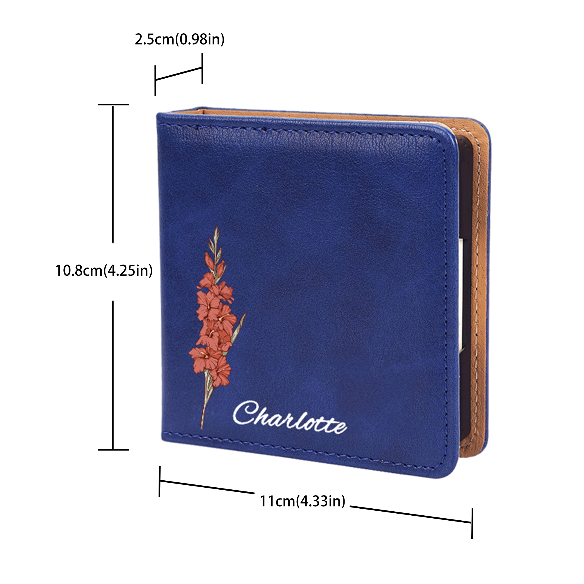 Personalised Birth Flower PU Leather Classic Sticky Notepad Holder with ...