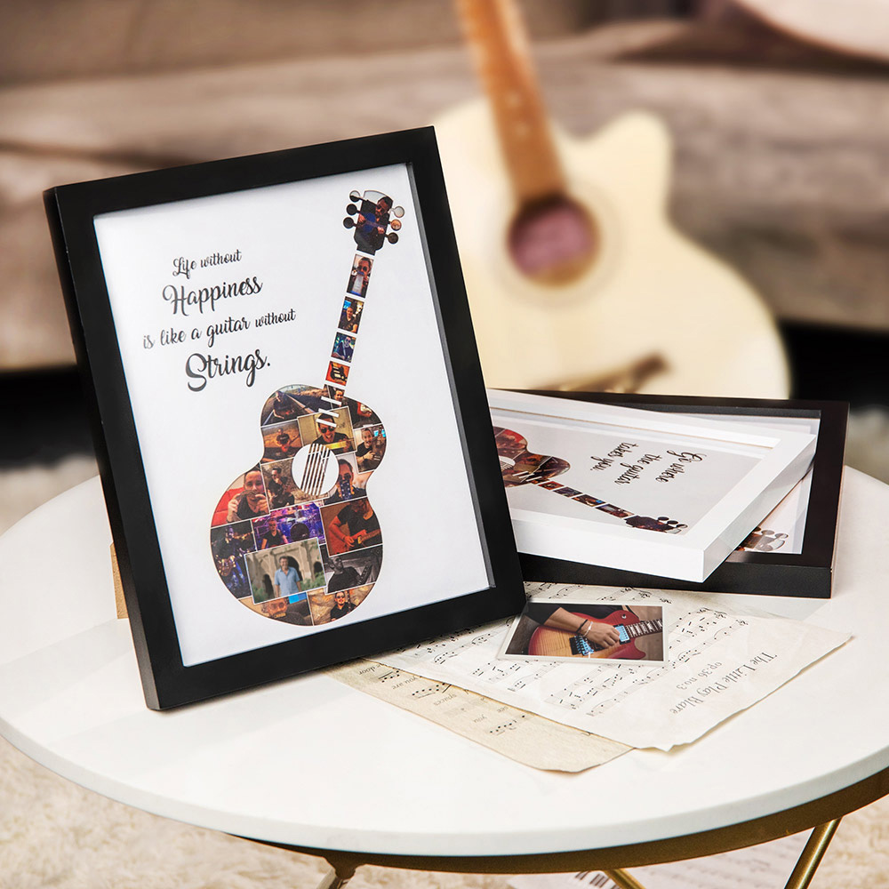 Personalized Photo Collage Guitar Frame Gifts for Guitar Players - CALLIE
