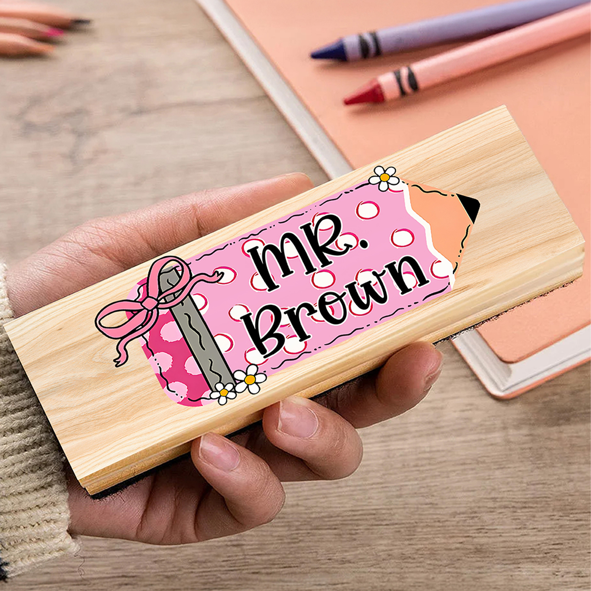 Personalized Bow Pencil Blackboard Eraser with Title and Whiteboard ...