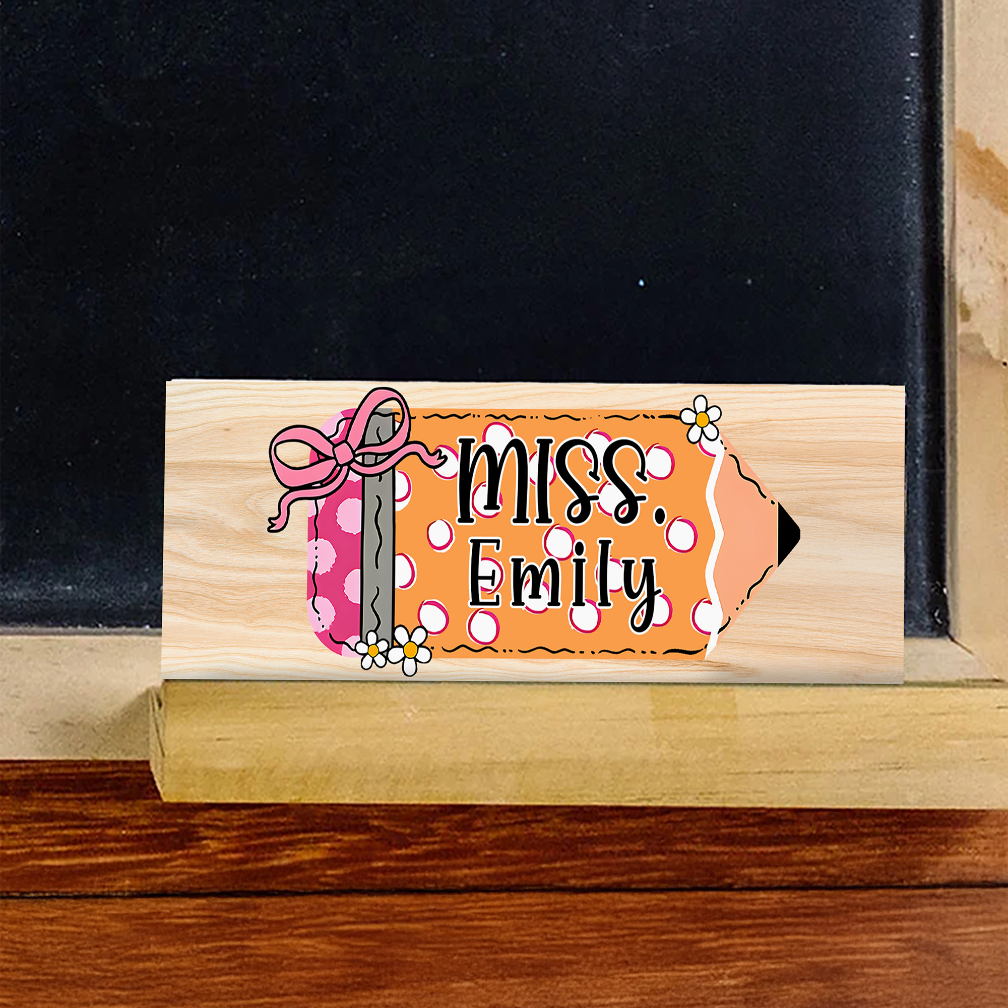 Personalized Bow Pencil Blackboard Eraser with Title and Whiteboard ...