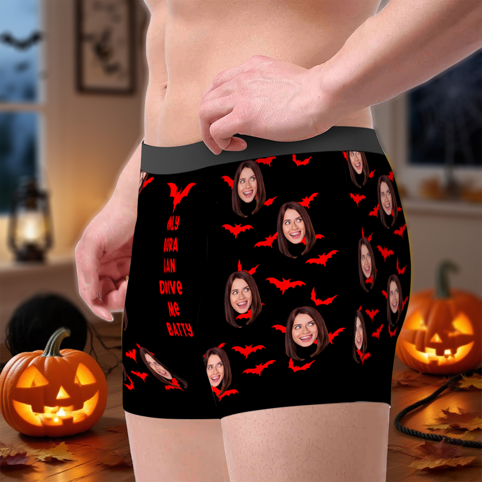 Personalized You Drive Me Batty Face Photo Men's Boxer Brief with Name ...