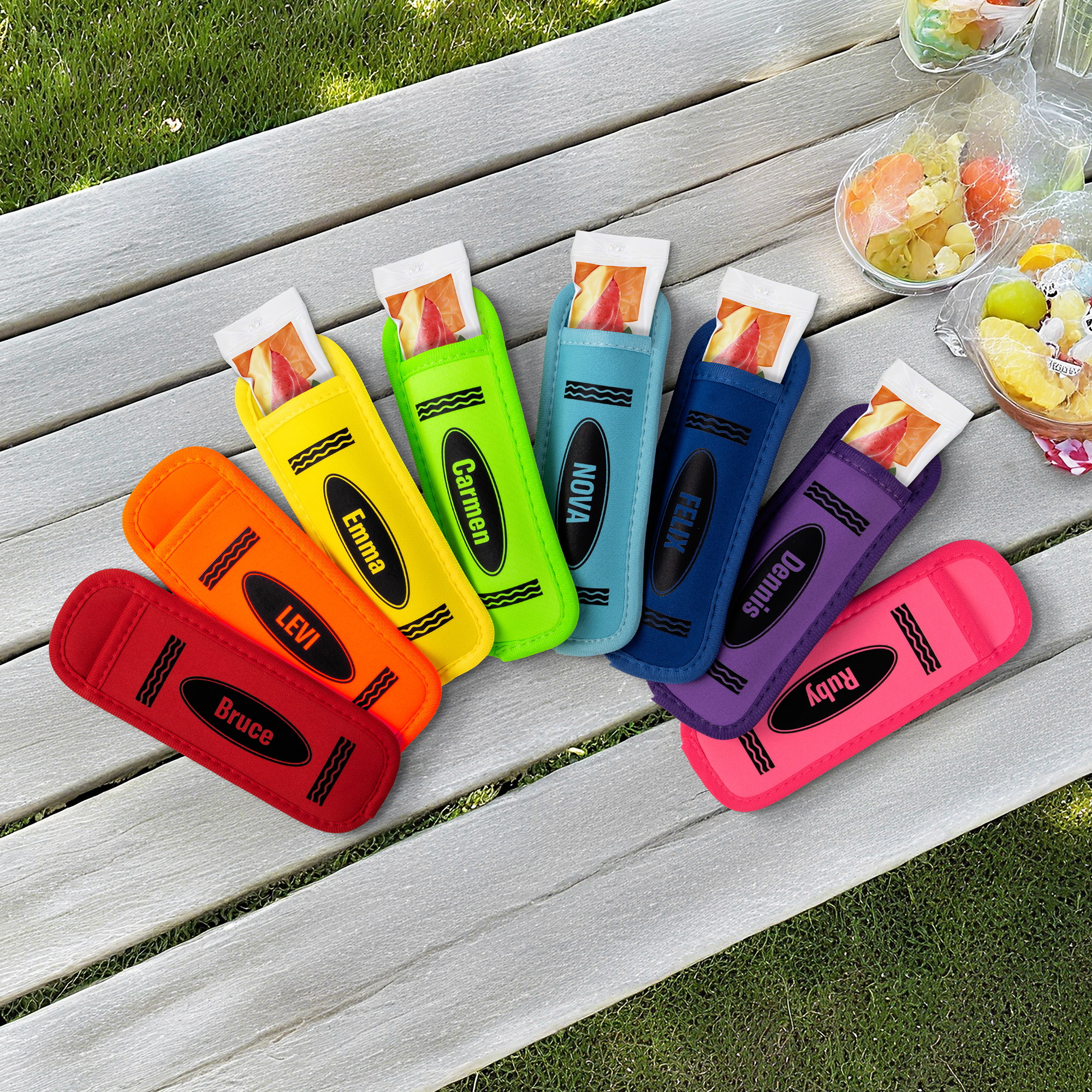 Personalised Multicolor Crayon Popsicle Holder with Name Summer ...