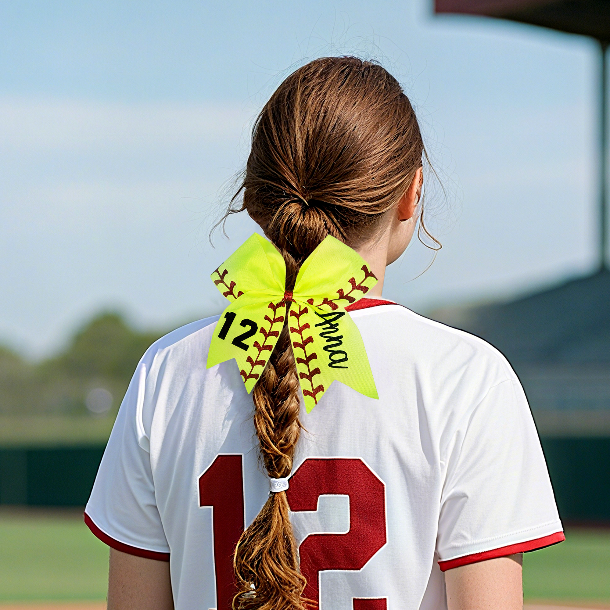 Personalised Softball Bow Sport Hair Accessories with Initial and Name ...