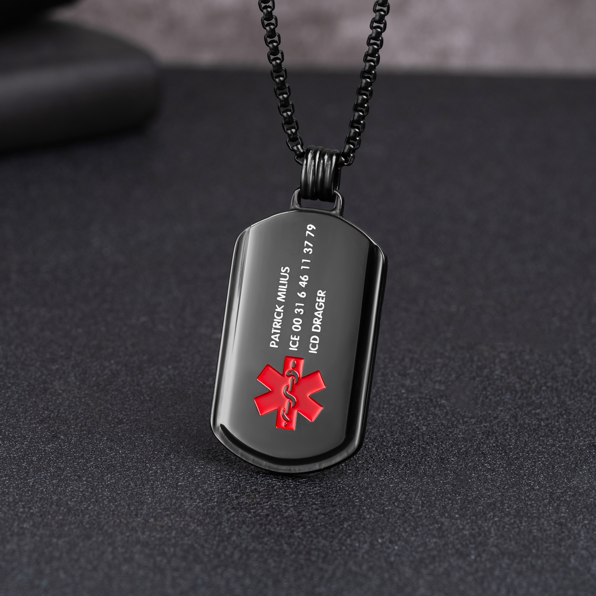 Personalised Identification Medical Alert Symbol ID Tag Necklace with ...