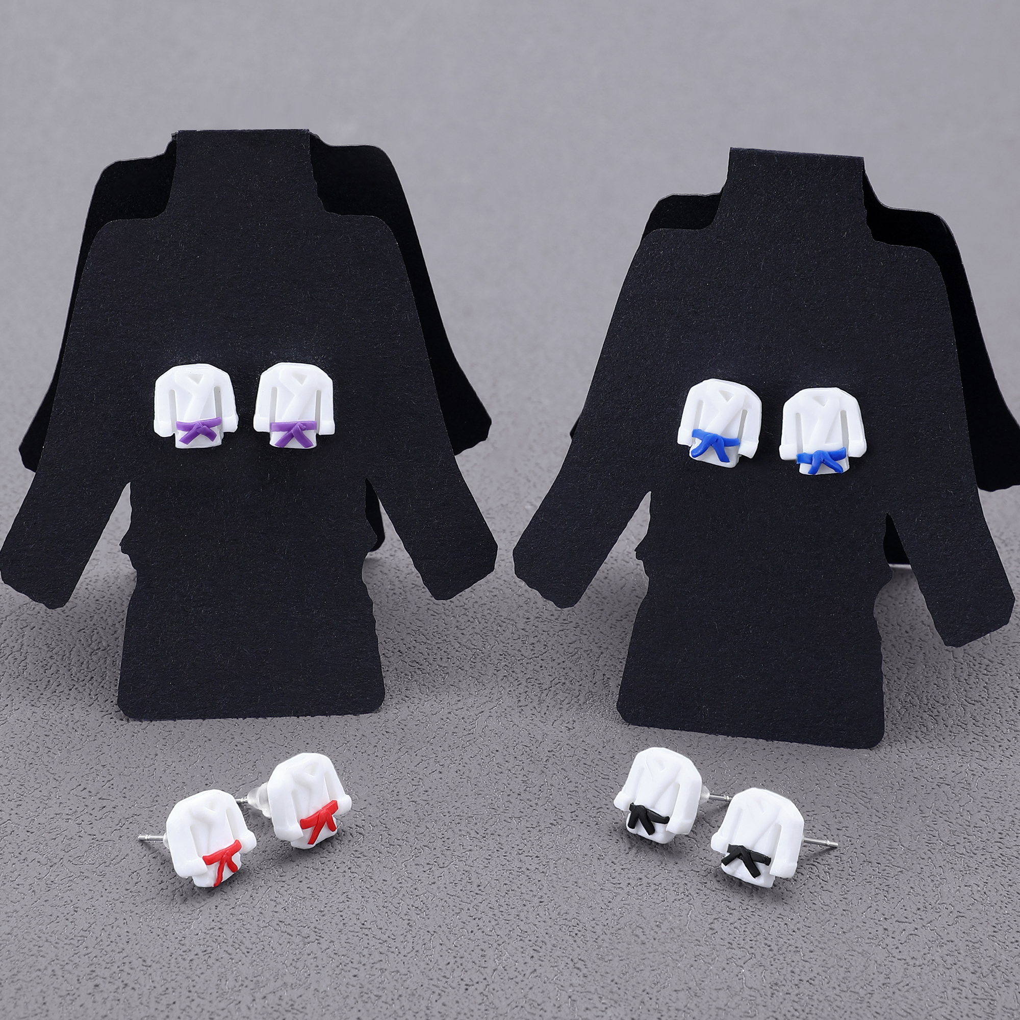 Personalised Multicolor Belt Taekwondo Jacket Stud Dangle with Earrings ...