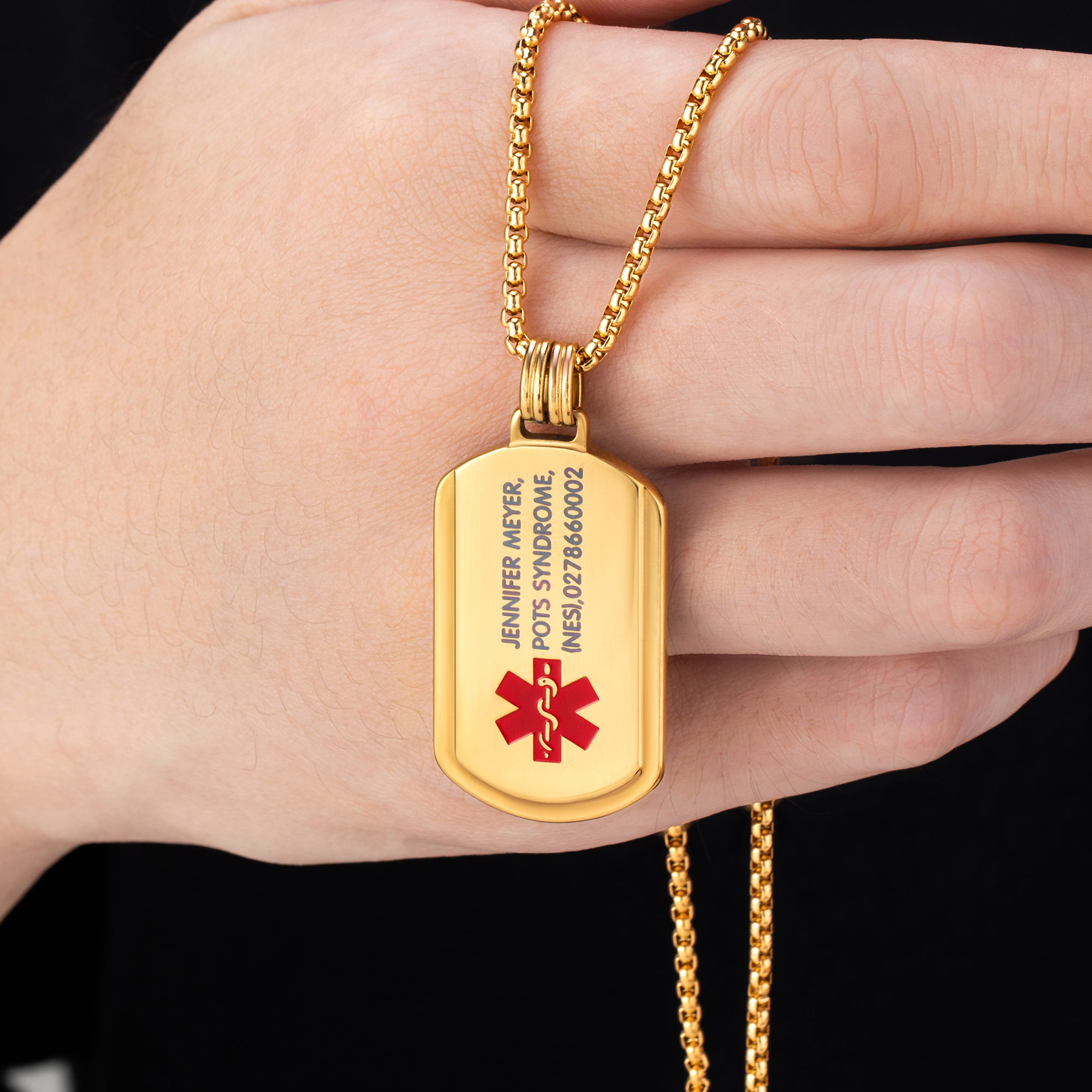 Personalised Identification Medical Alert Symbol ID Tag Necklace with ...