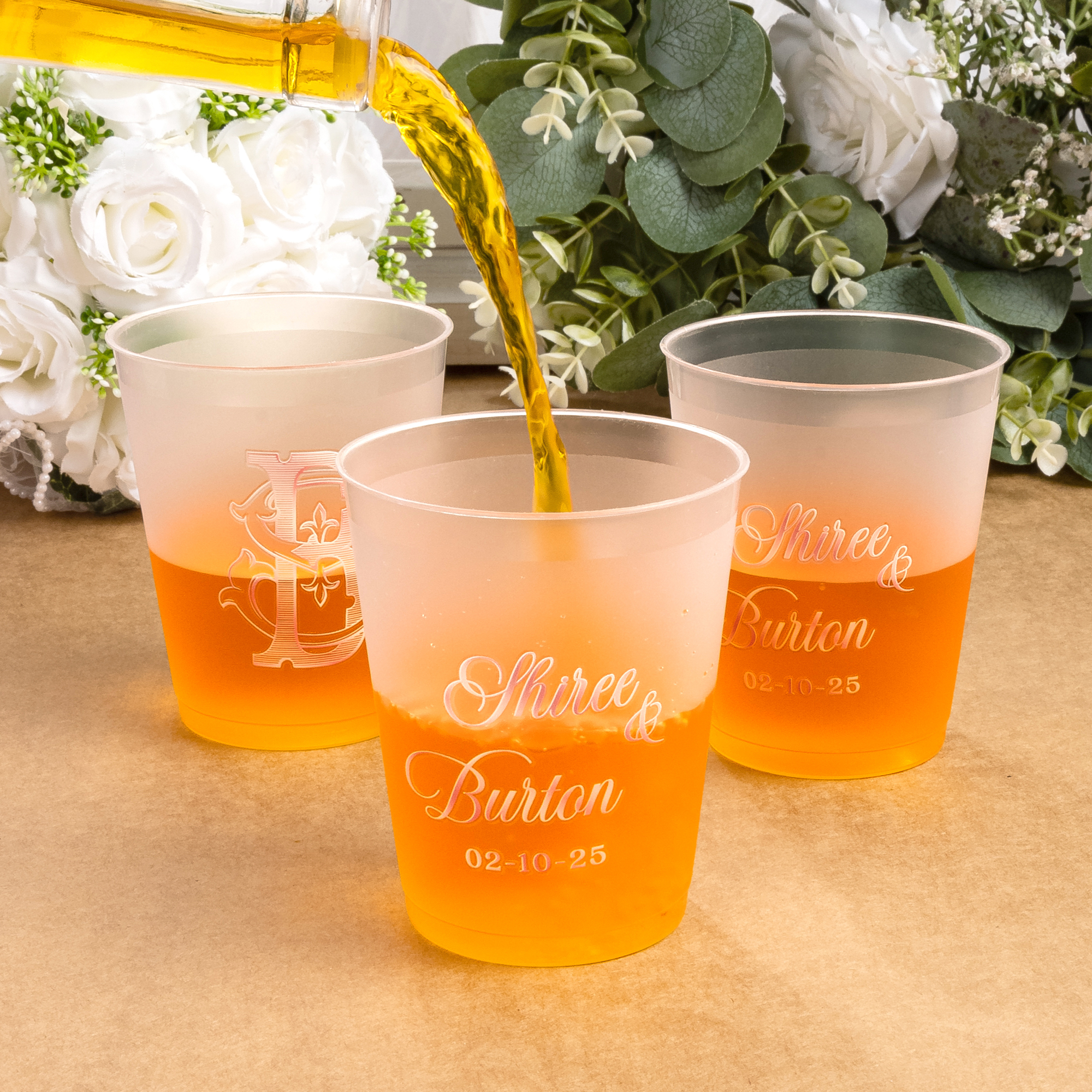 Personalised Sophisticated Initial Set of 20 Disposable Frosted Plastic ...