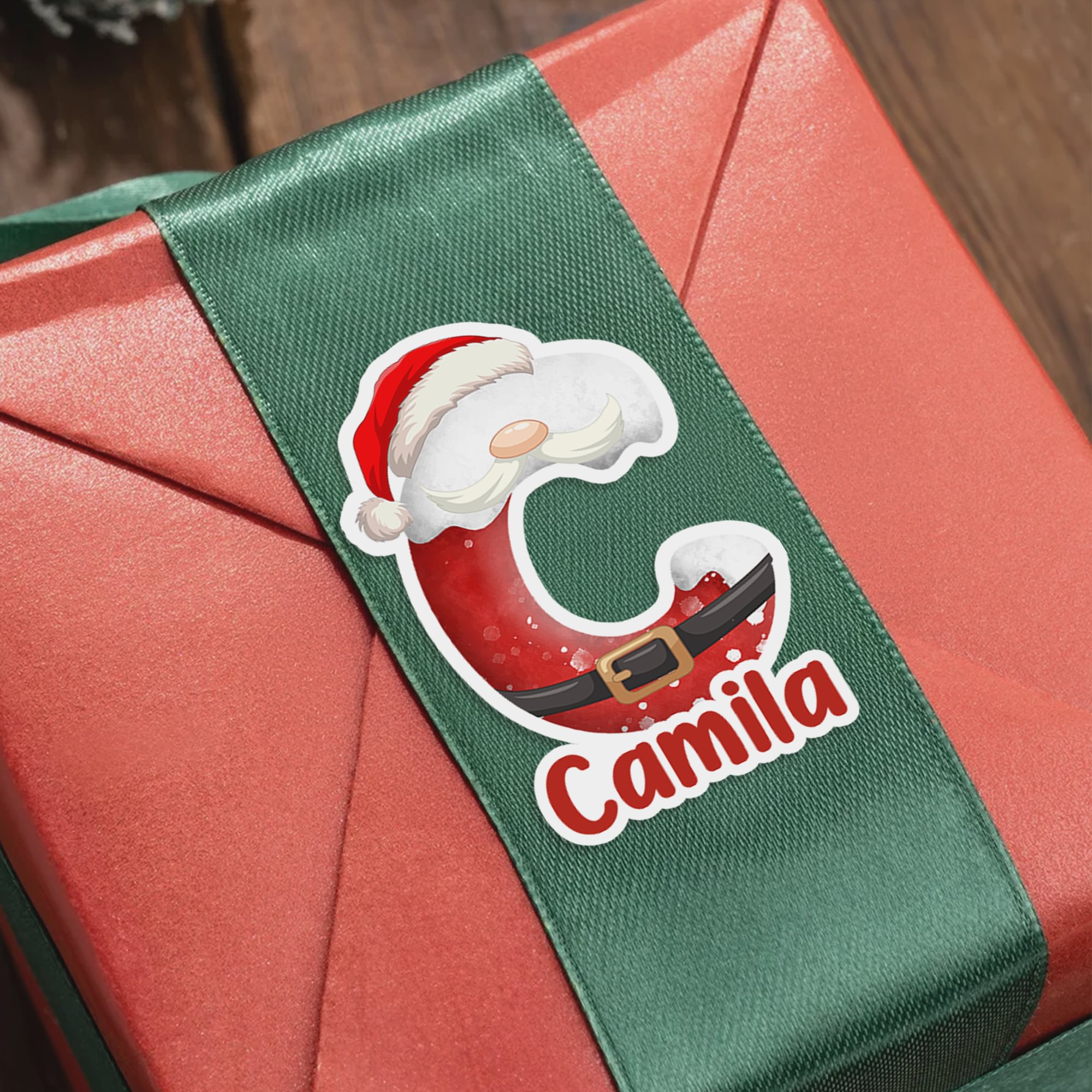 Personalized Santa Claus Christmas Initial Waterproof Stickers Labels ...