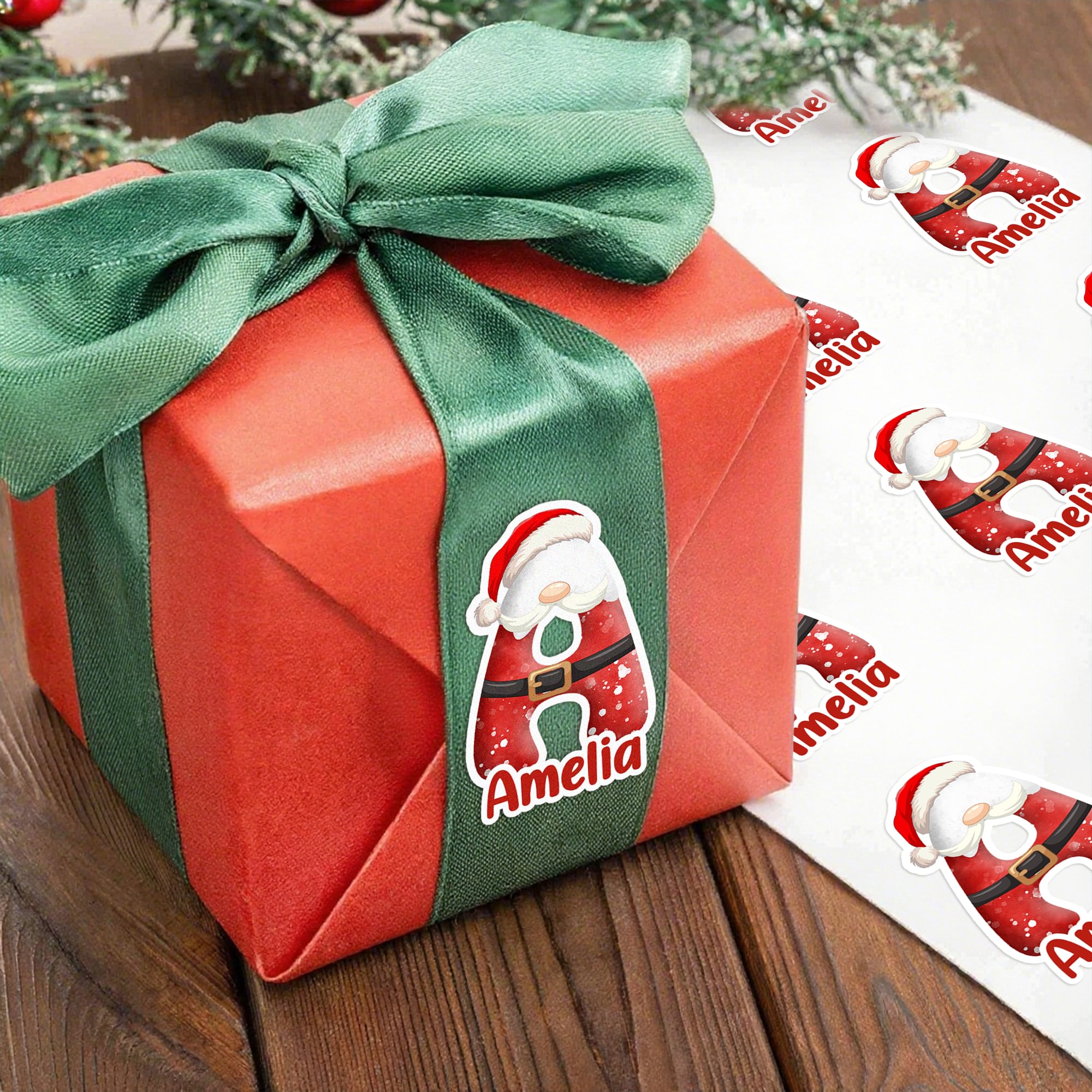 Personalized Santa Claus Christmas Initial Waterproof Stickers Labels ...