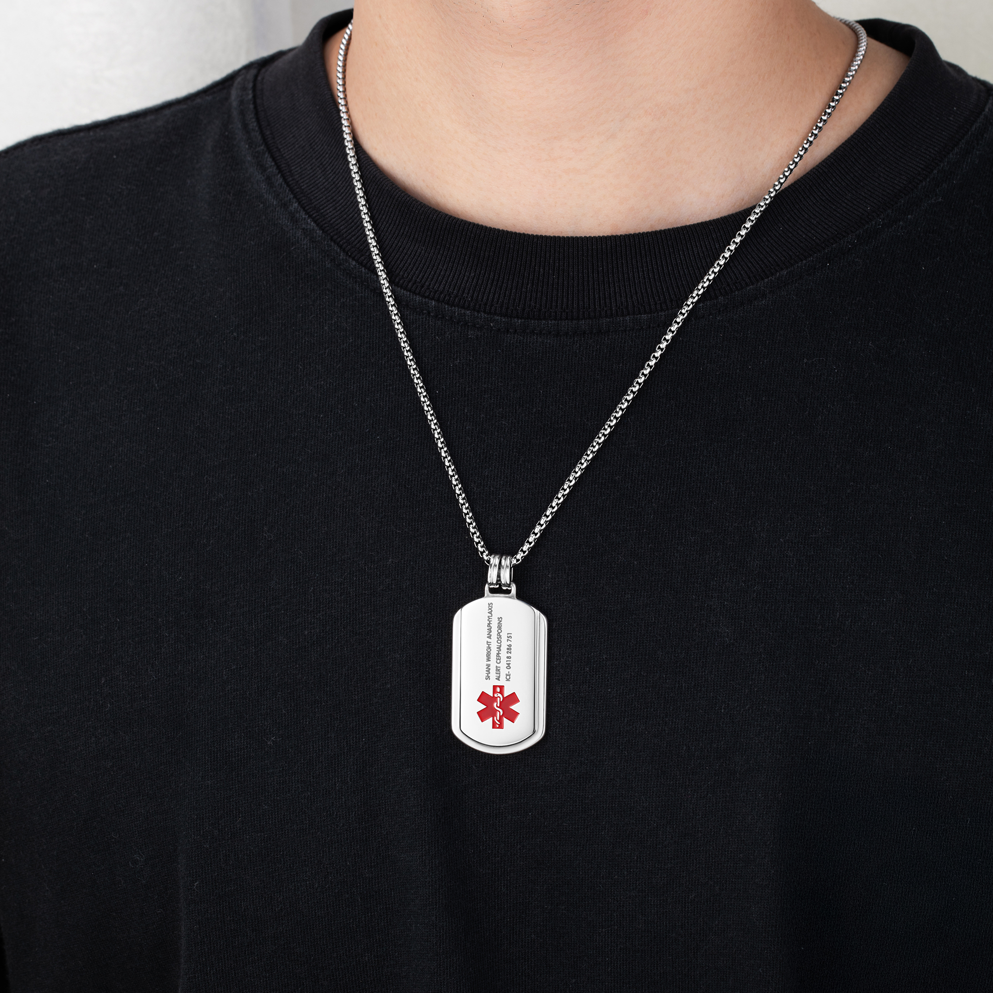 Personalised Identification Medical Alert Symbol ID Tag Necklace with ...