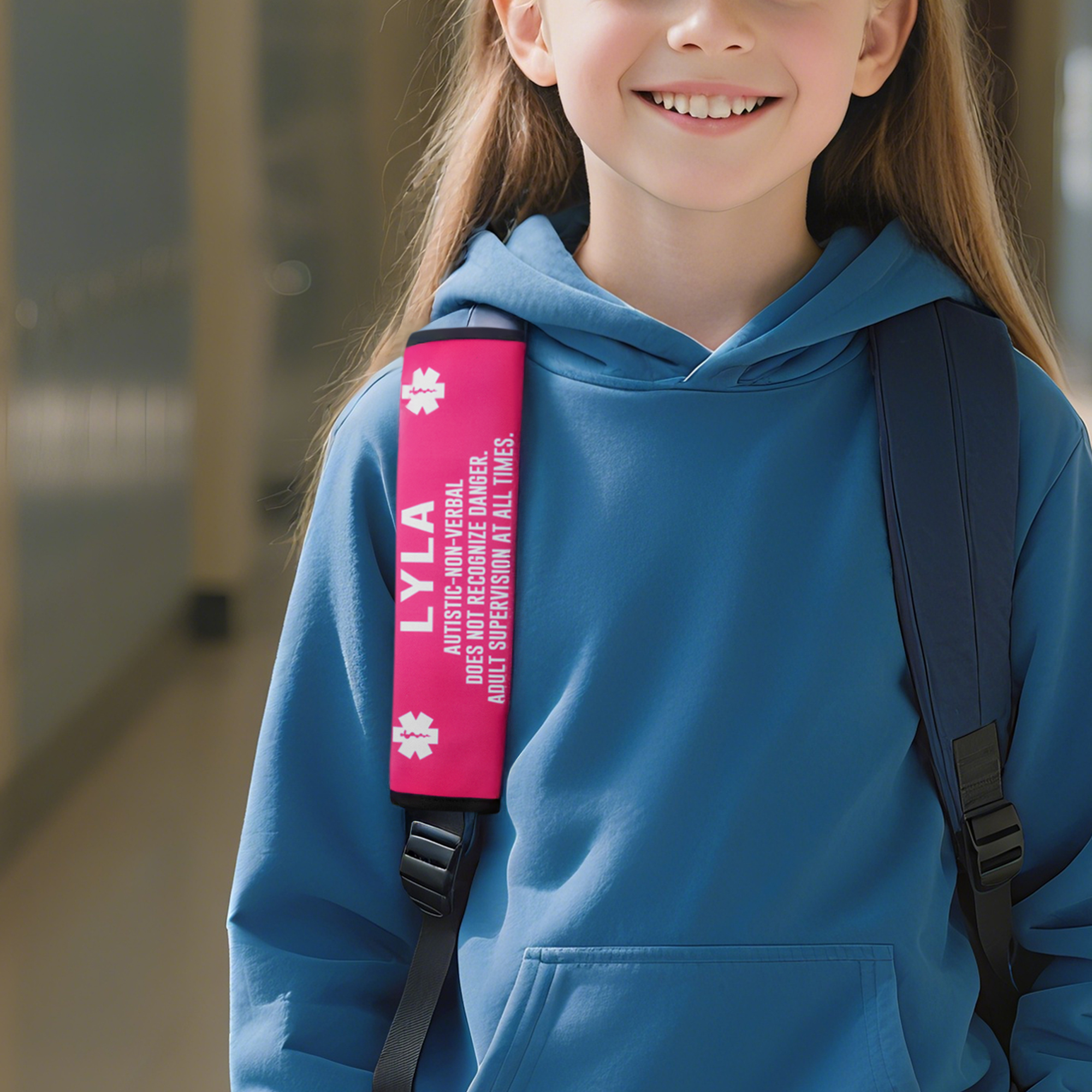 Personalised Medical Alert Title Soft Seat Belt Cover with Name and ...